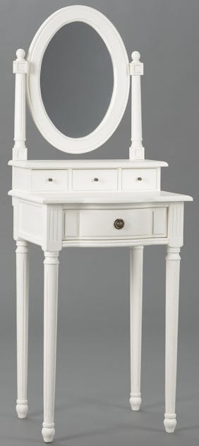 Coiffeuse Classique Chic 4 Tiroirs AGATHE L 50 X P 45 X H 140 Blanc ...