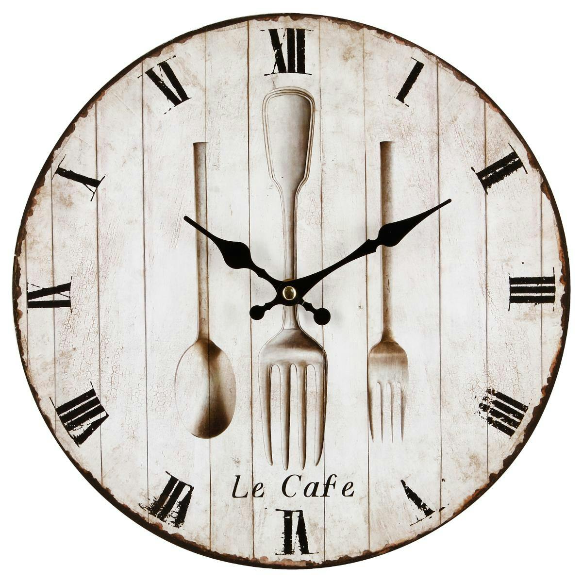 Horloge motif Couverts "Le Café" bois D28cm
