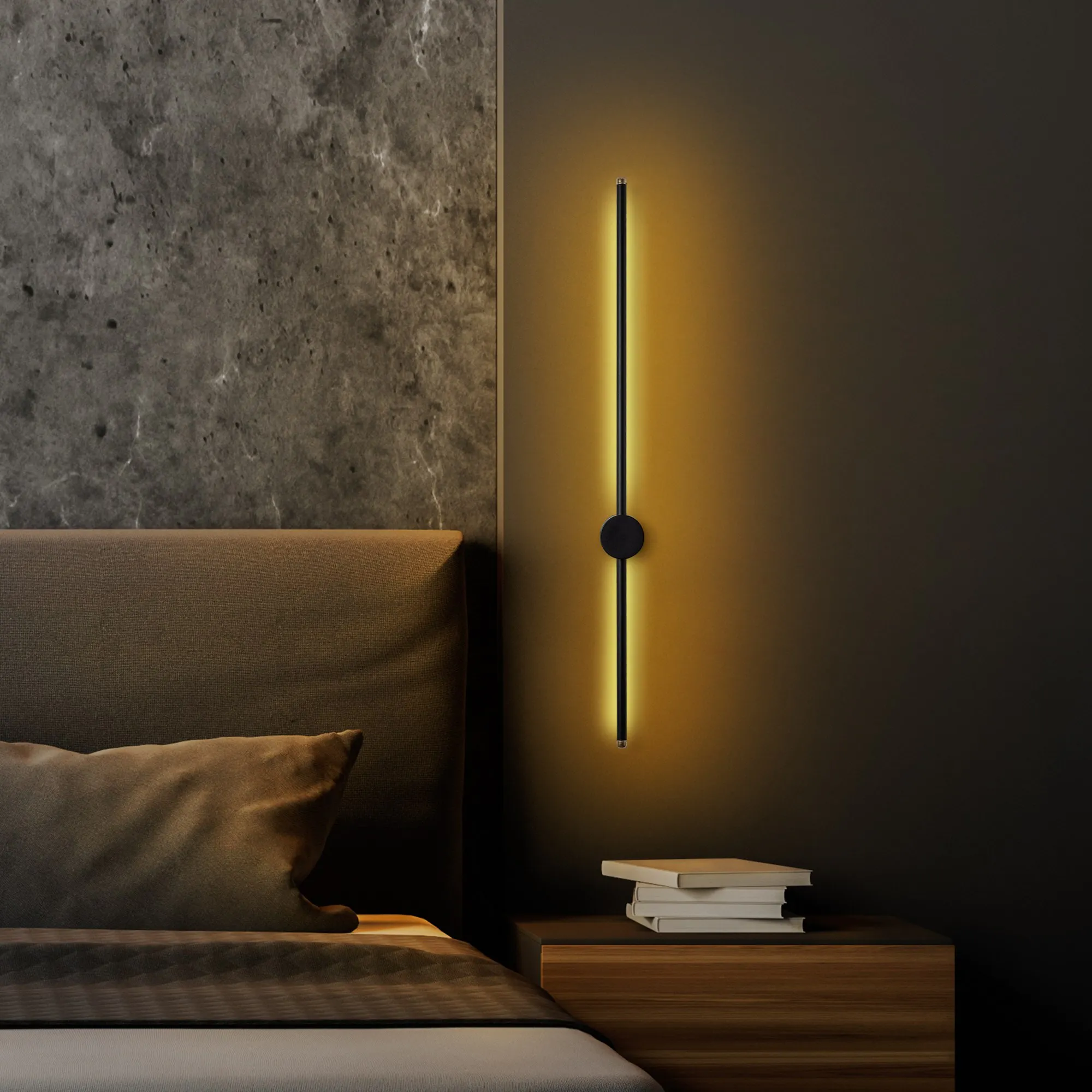 Applique murale LED design, 1 tige noire verticale VIESTE | Appliques ...