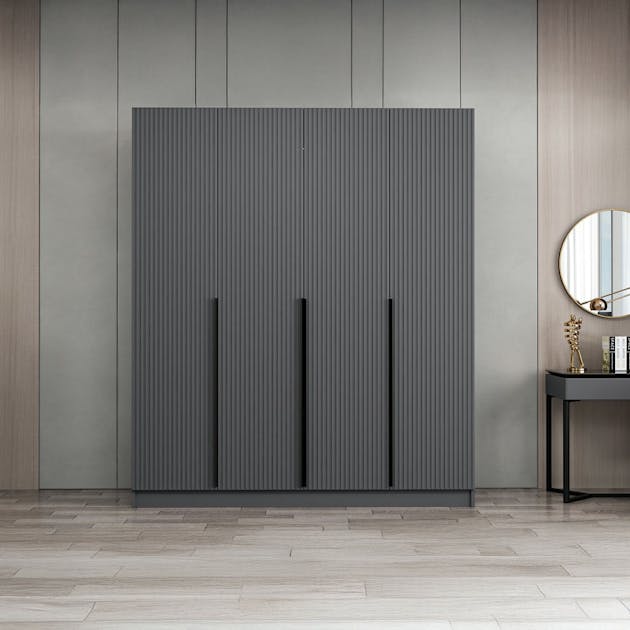 Armoire penderie design gris rainuré H 210 cm BYRON | Dressings | Pier ...