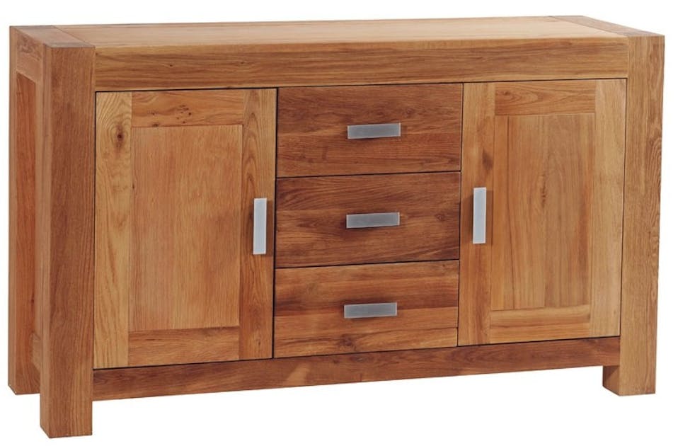 Bahut bas chêne huilé 2 portes 3 tiroirs 150x88x50cm DALLAS | Buffets ...