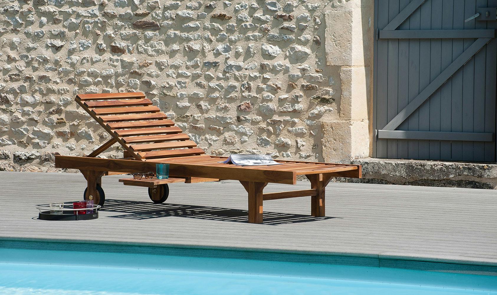 Bain de soleil transat jardin en teck huilé 205cm MACAO | Transats ...
