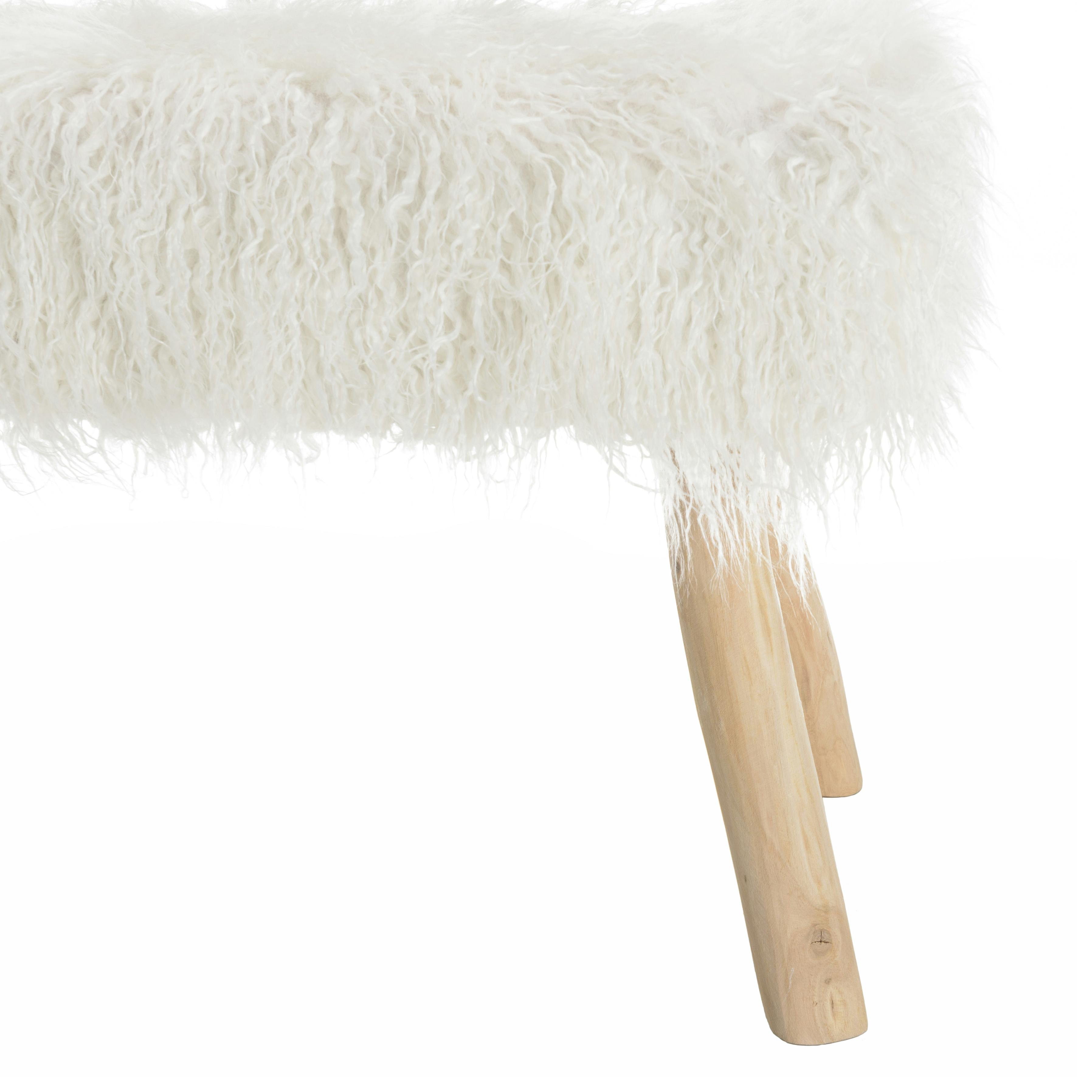 Banc bohème effet fourrure ivoire TIM | Bancs | Pier Import