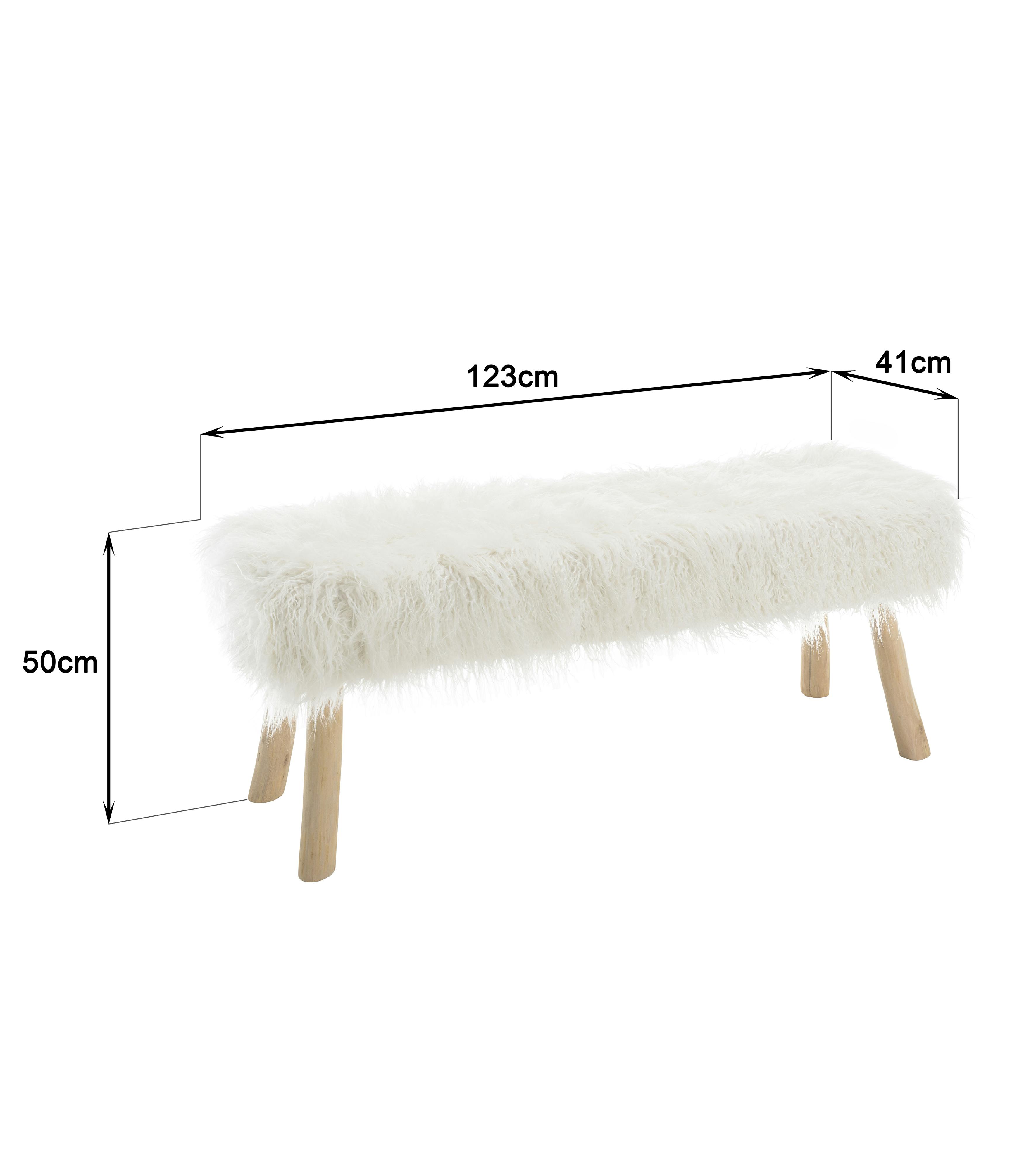 Banc bohème effet fourrure ivoire TIM | Bancs | Pier Import