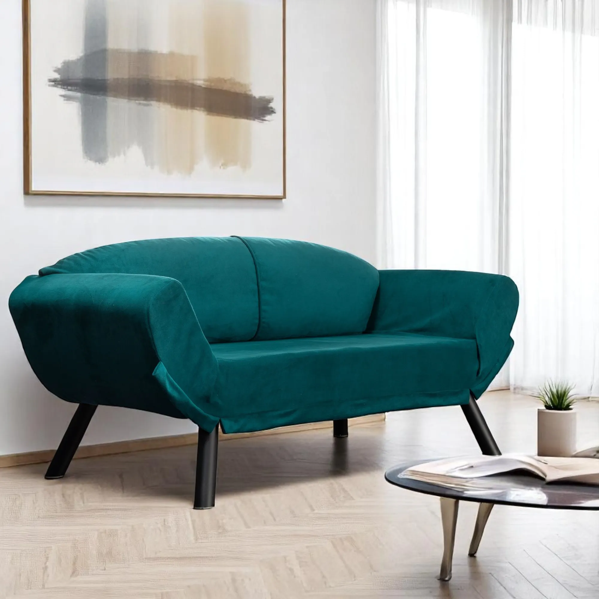 Banquette-lit bleu canard - format compact LUCCA | Canapés | Pier Import