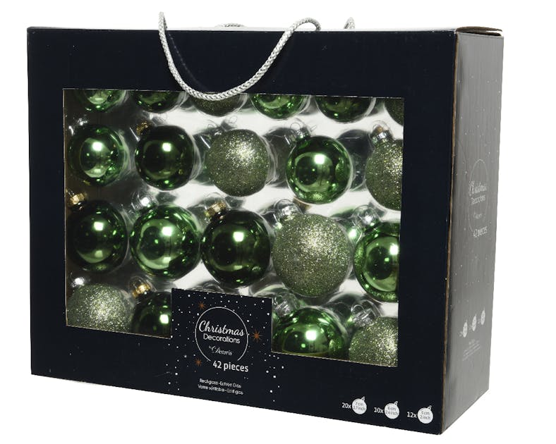 Boules de Noël en verre vert et dégradés de vert finition brillante et ...