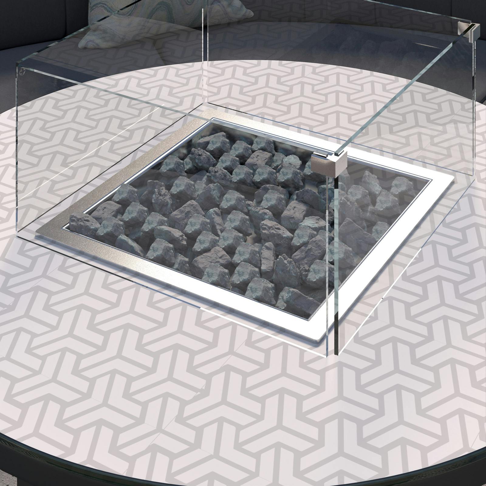 Brasero extérieur table basse ronde en aluminium anthracite MINORQUE ...