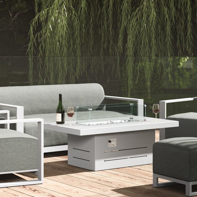 Brasero table basse en aluminium blanc et motifs graphiques MAJORQUE ...