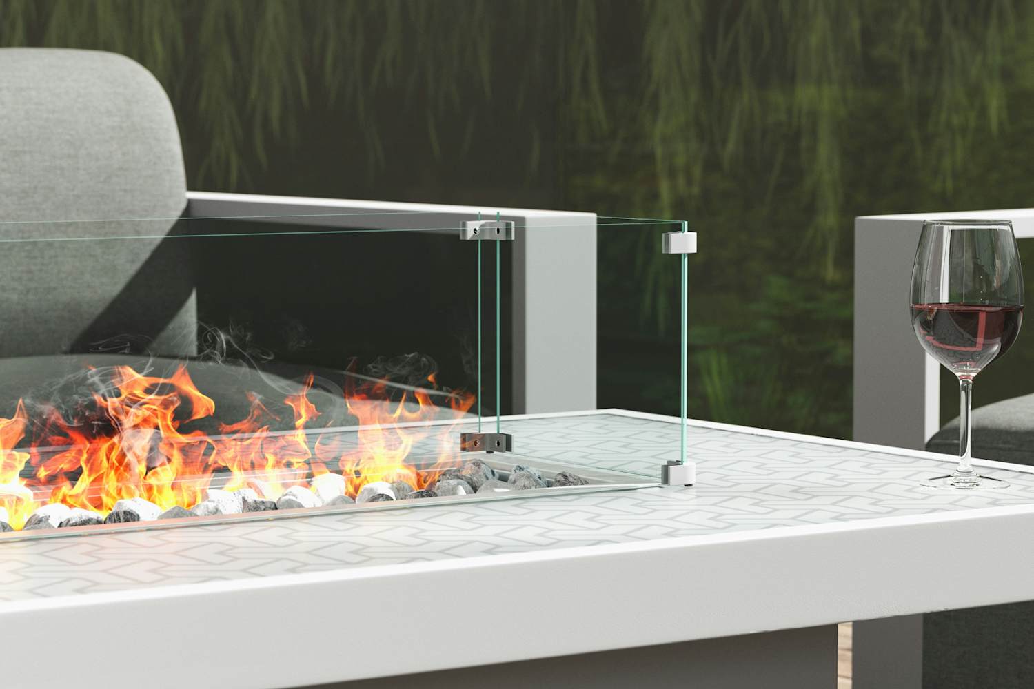 Brasero table basse en aluminium blanc et motifs graphiques MAJORQUE ...