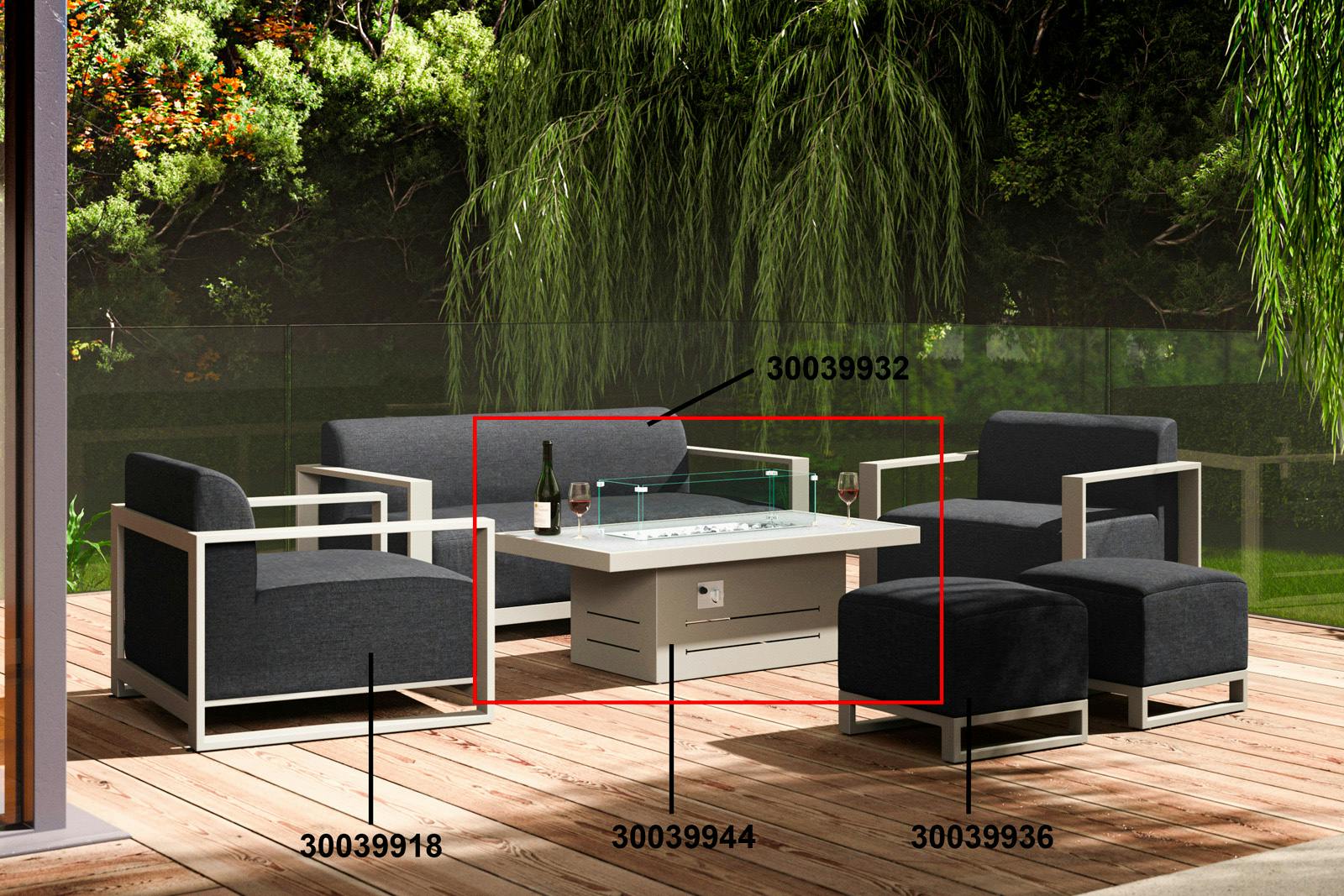 Brasero table basse en aluminium gris et motifs graphiques LANZAROTE ...