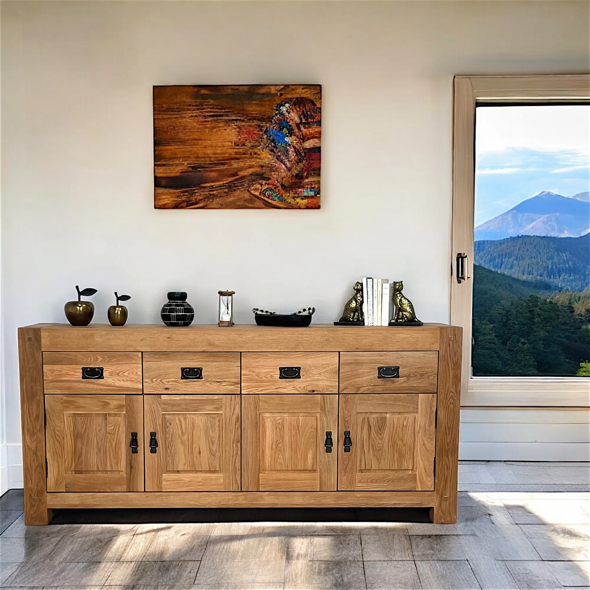 Buffet bahut chêne 4 portes 193cm FJORD | Buffets / Bahuts | Pier Import