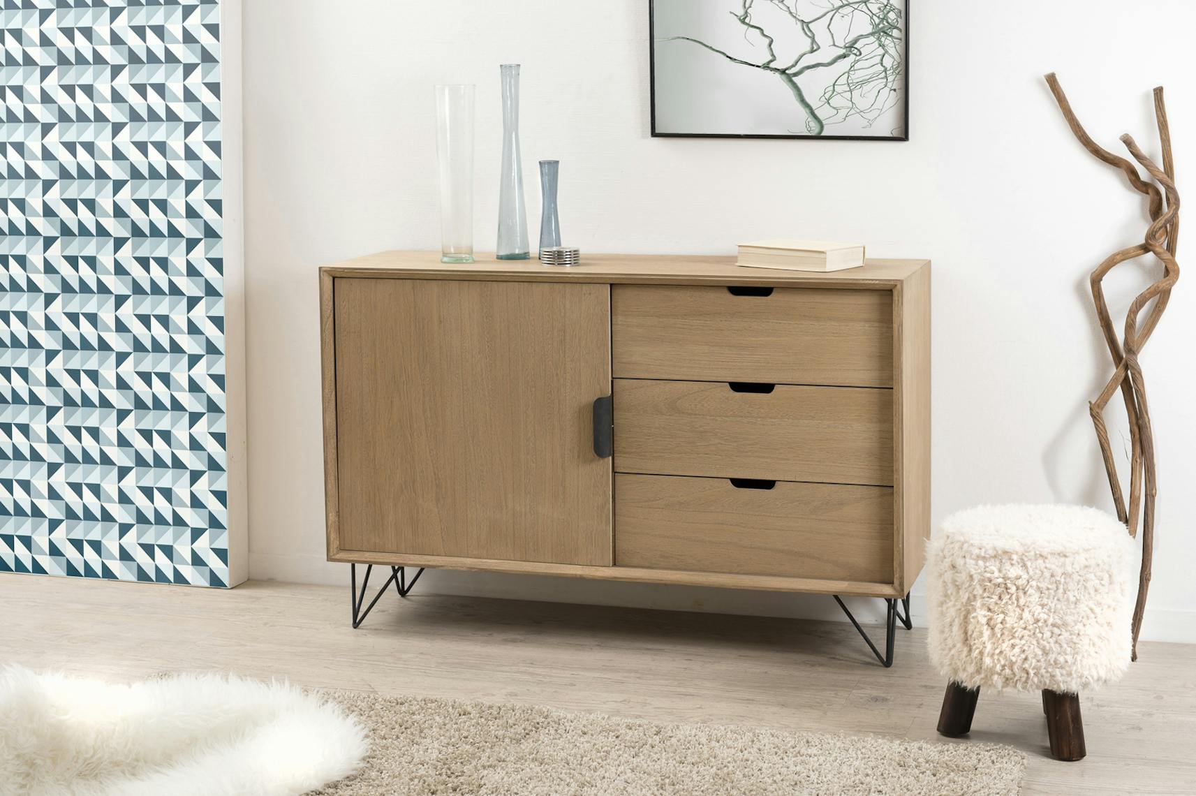 Buffet bas bois pieds épingle style rétro | Buffets / Bahuts | Pier Import