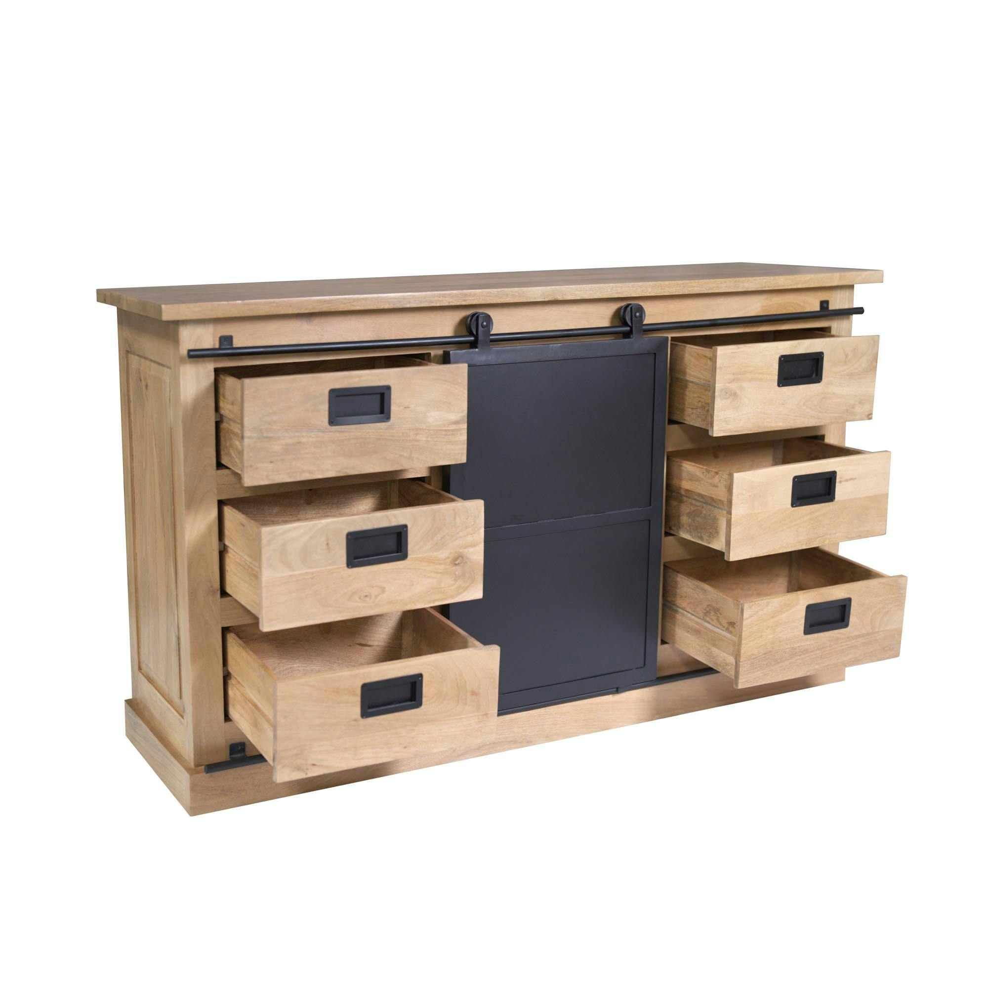 Buffet bois métal style atelier à portes coulissantes 160 cm CAMDEN ...