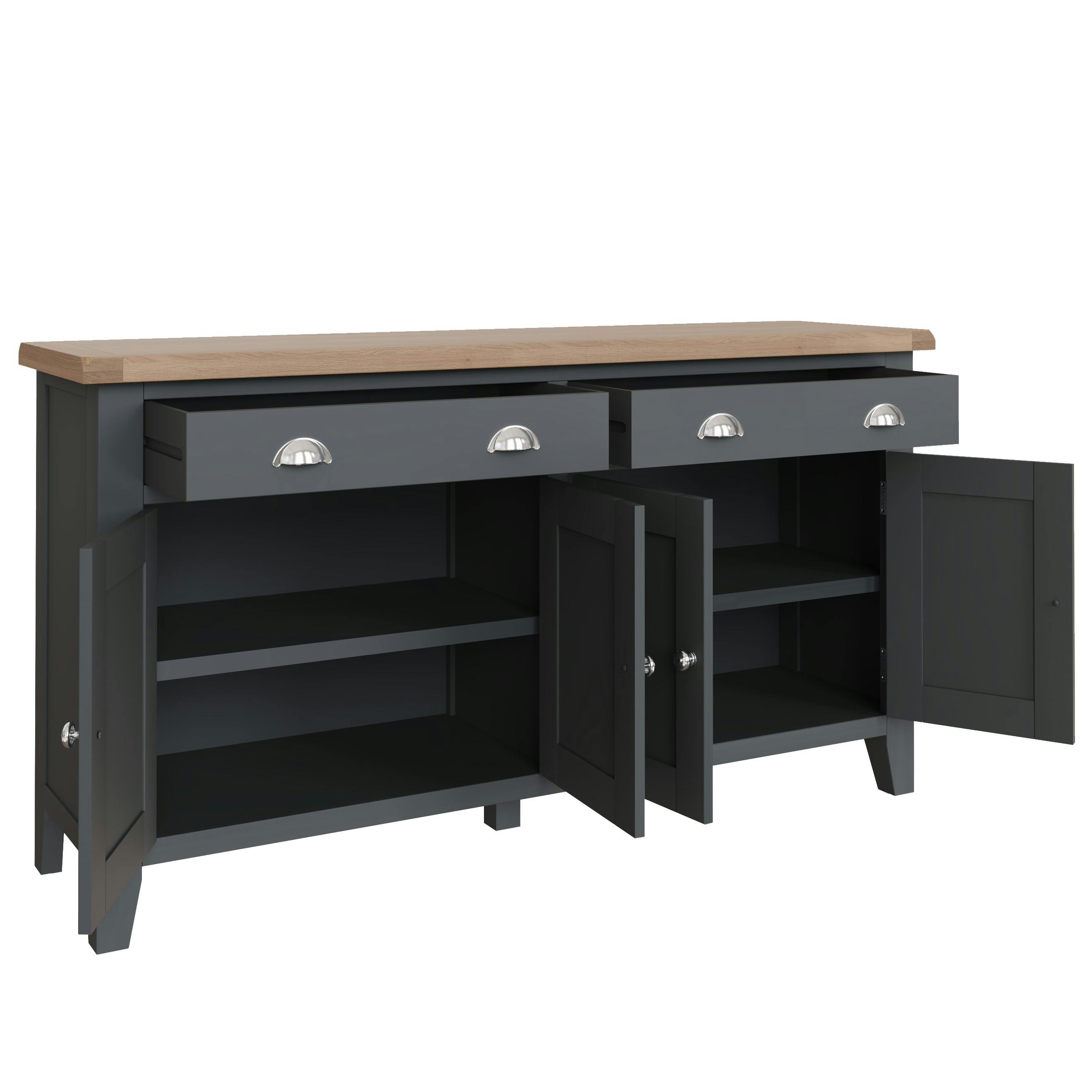 Buffet en bois 4 portes finition charbon COVENTRY | Buffets / Bahuts ...