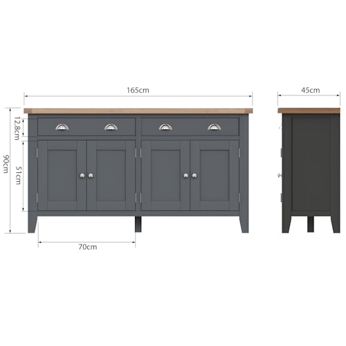 Buffet en bois 4 portes finition charbon COVENTRY | Buffets / Bahuts ...