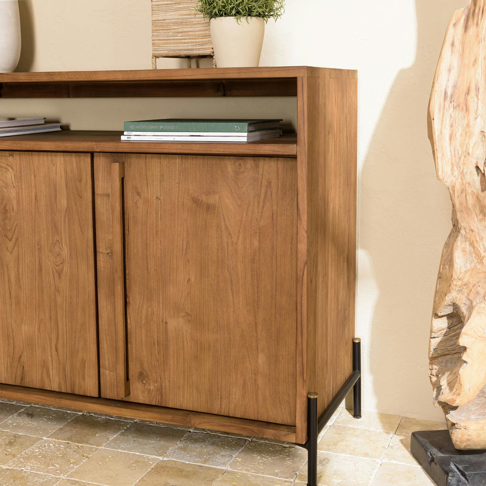 Buffet enfilade 4 portes en teck recyclé massif 194 cm SWING | Buffets ...