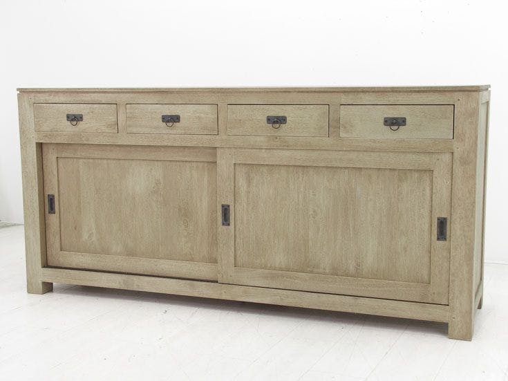 Buffet enfilade portes coulissantes hévéa 190cm HELENA | Buffets ...