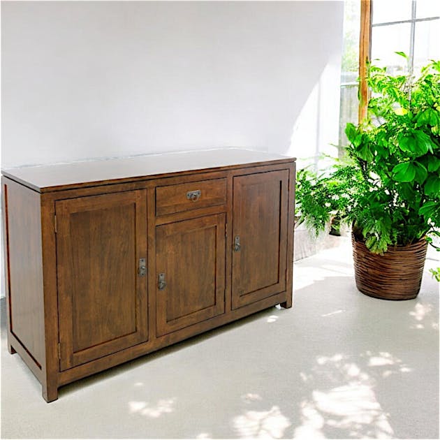 Buffet Hévéa 3 portes, 1 tiroir, 140x45x85cm HELENA | Buffets / Bahuts ...