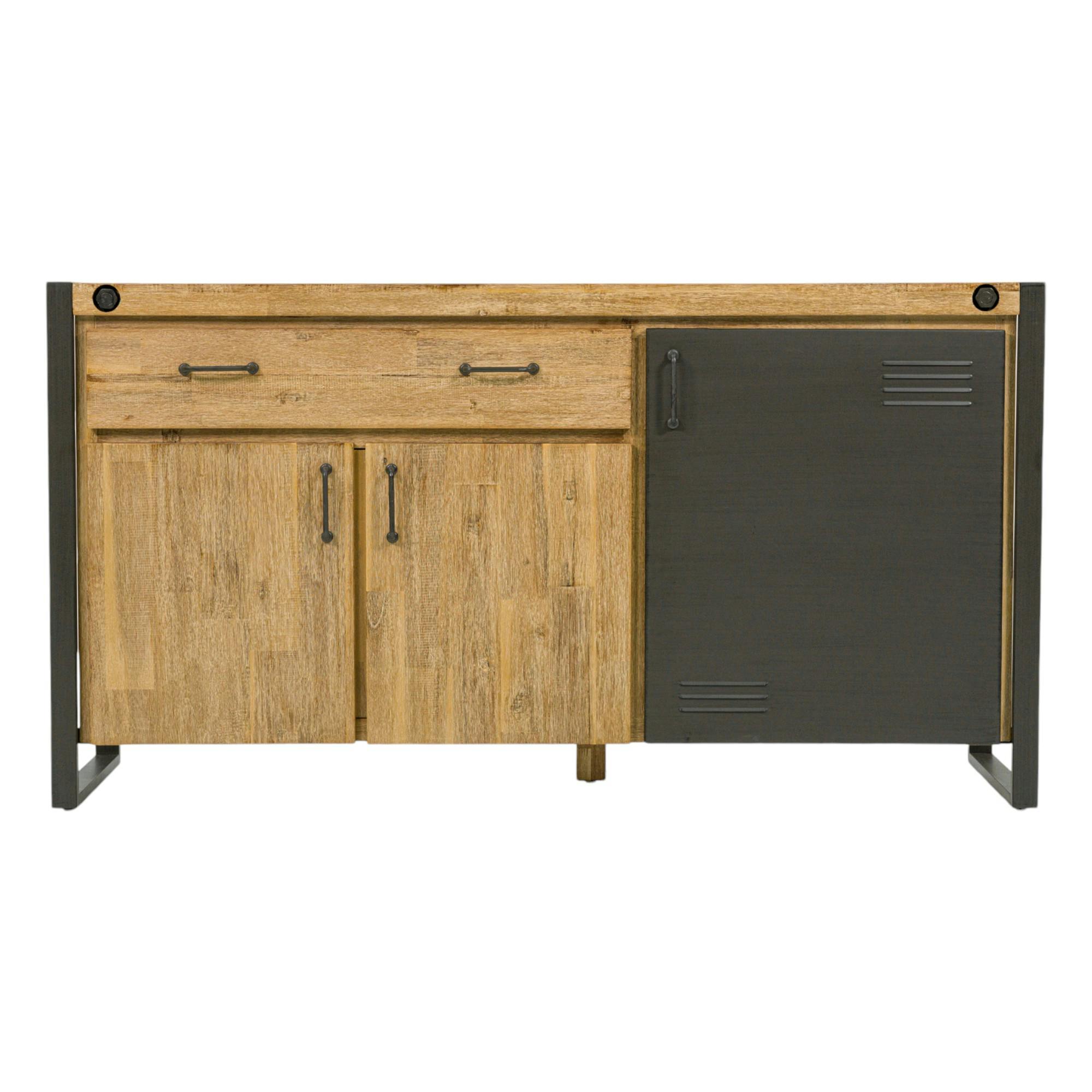 Buffet industriel bois-métal 3 portes 1 tiroir 150 cm BROOKLYN ...