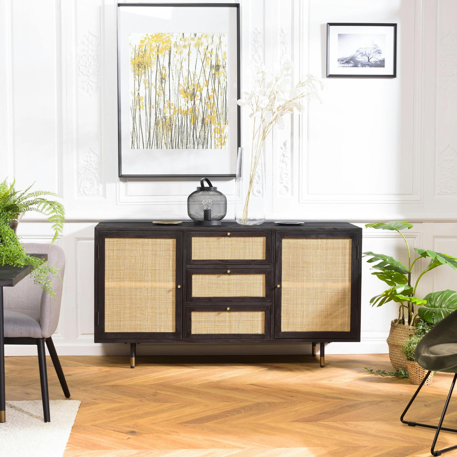 Buffet noir en bois et cannage ALICANTE | Buffets / Bahuts | Pier Import