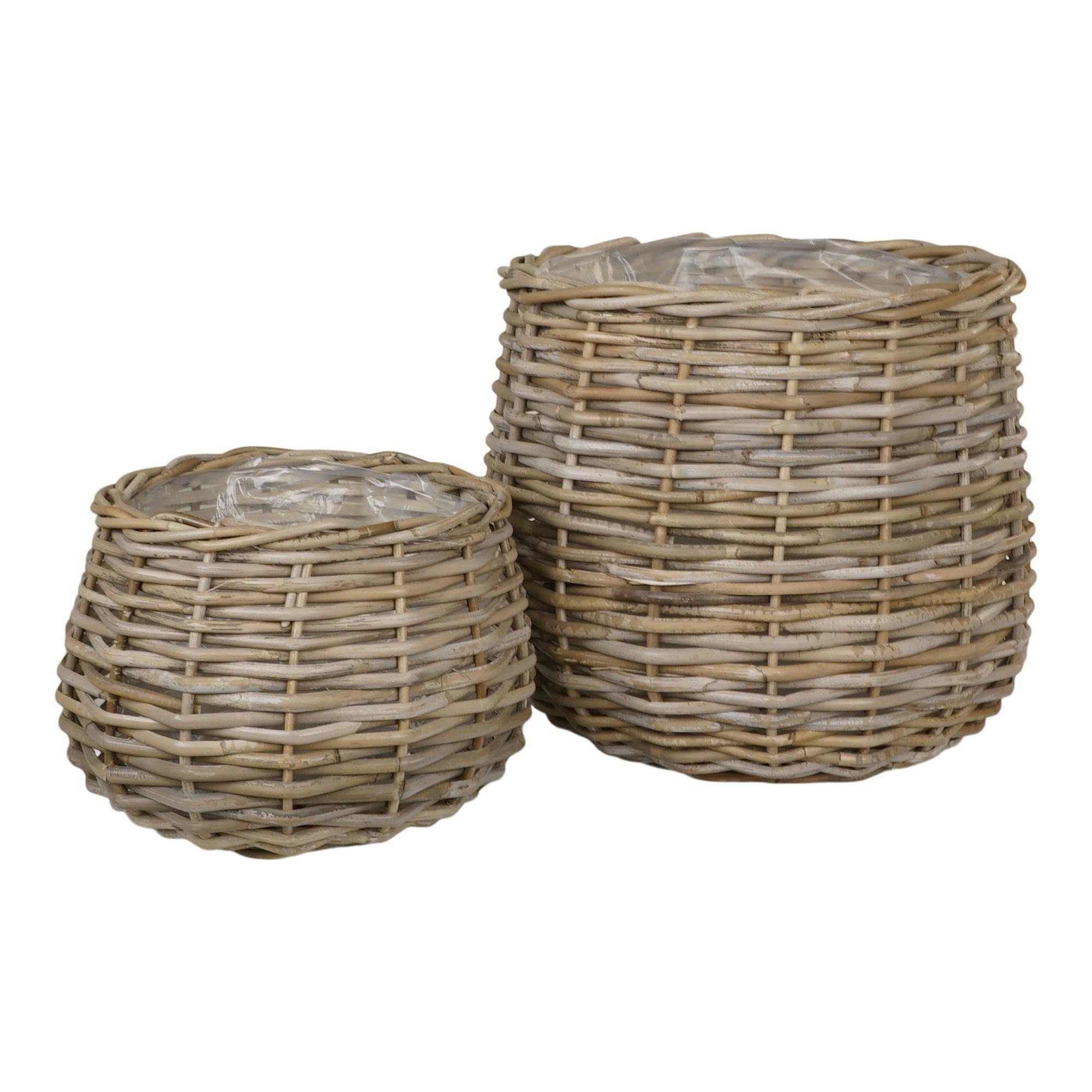 Cache-pot en rotin, forme boule (lot de 2) | Caches-pots | Pier Import