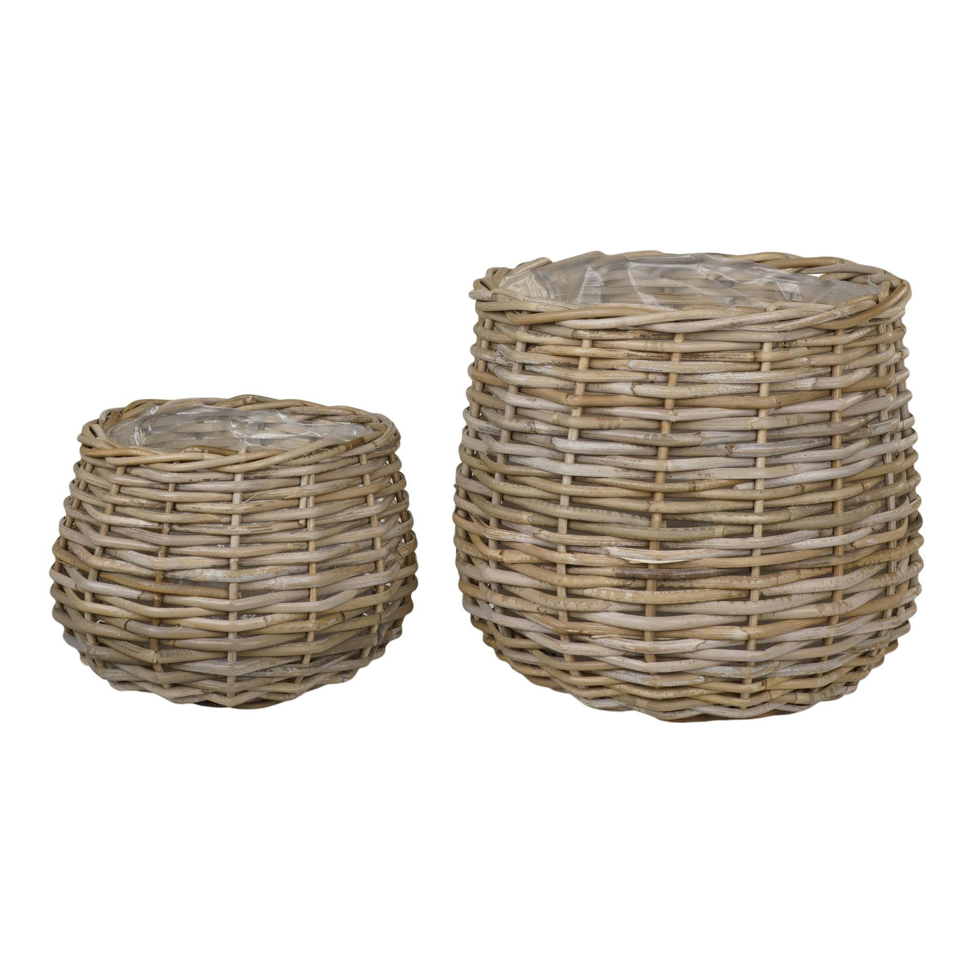 Cache-pot en rotin, forme boule (lot de 2) | Caches-pots | Pier Import