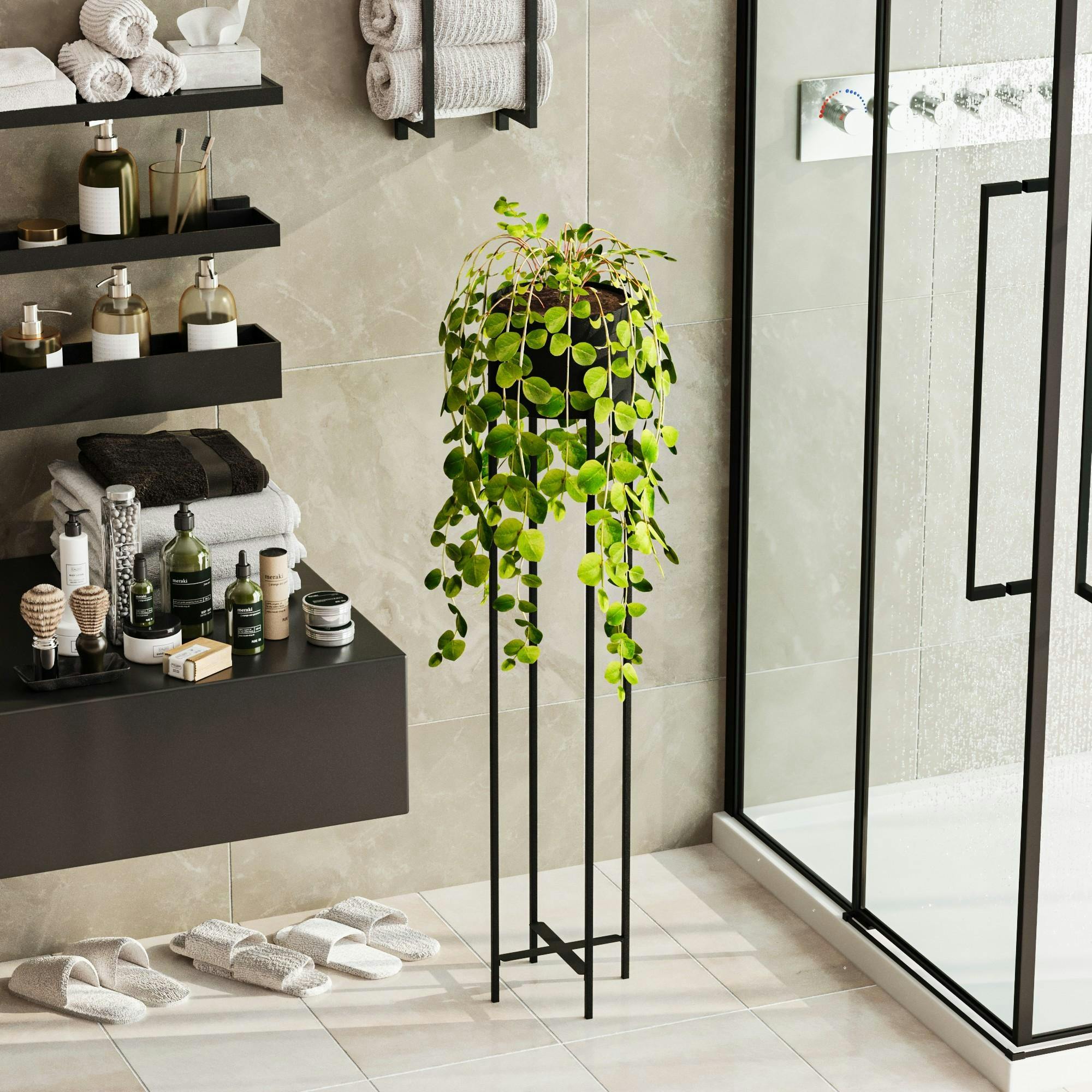 Cache-pot sur pied en métal noir – style moderne, 108 cm | Caches-pots ...