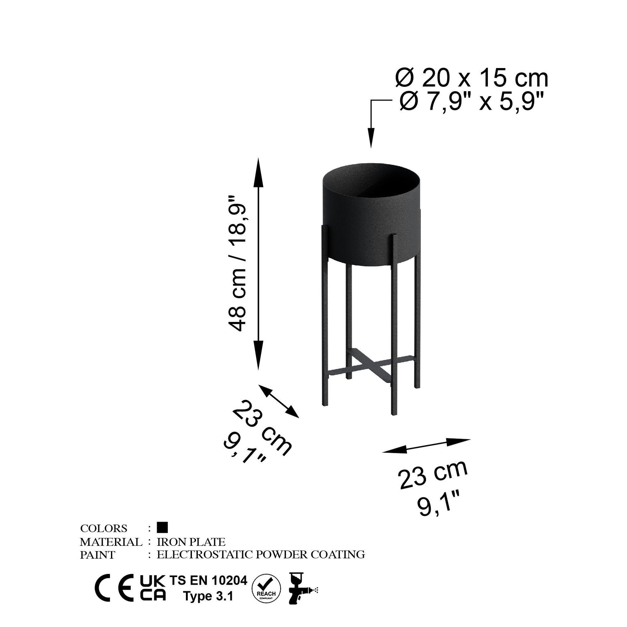 Cache-pot sur pied en métal noir – style moderne | Caches-pots | Pier ...