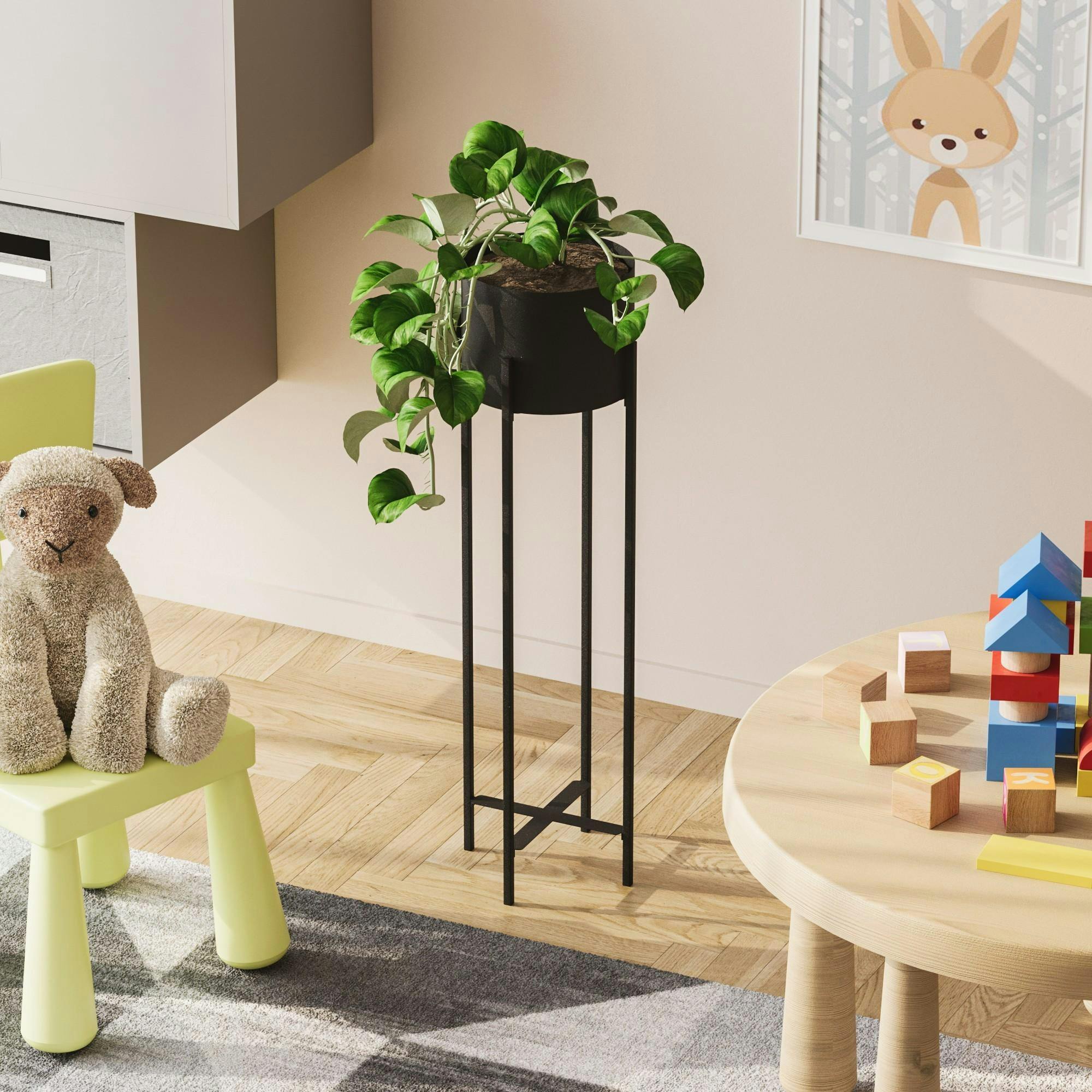 Cache-pot sur pied en métal noir – style moderne, 78 cm | Caches-pots ...