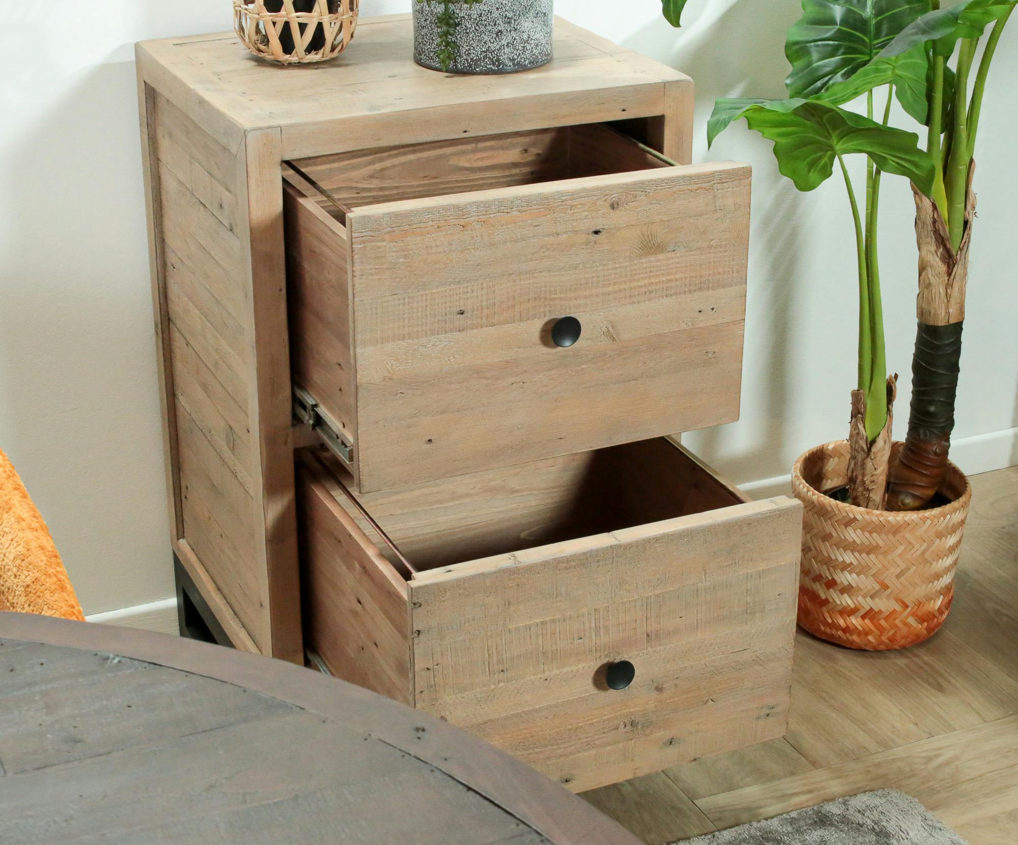 Caisson de bureau en bois recyclé 2 tiroirs AUCKLAND | Caissons de ...