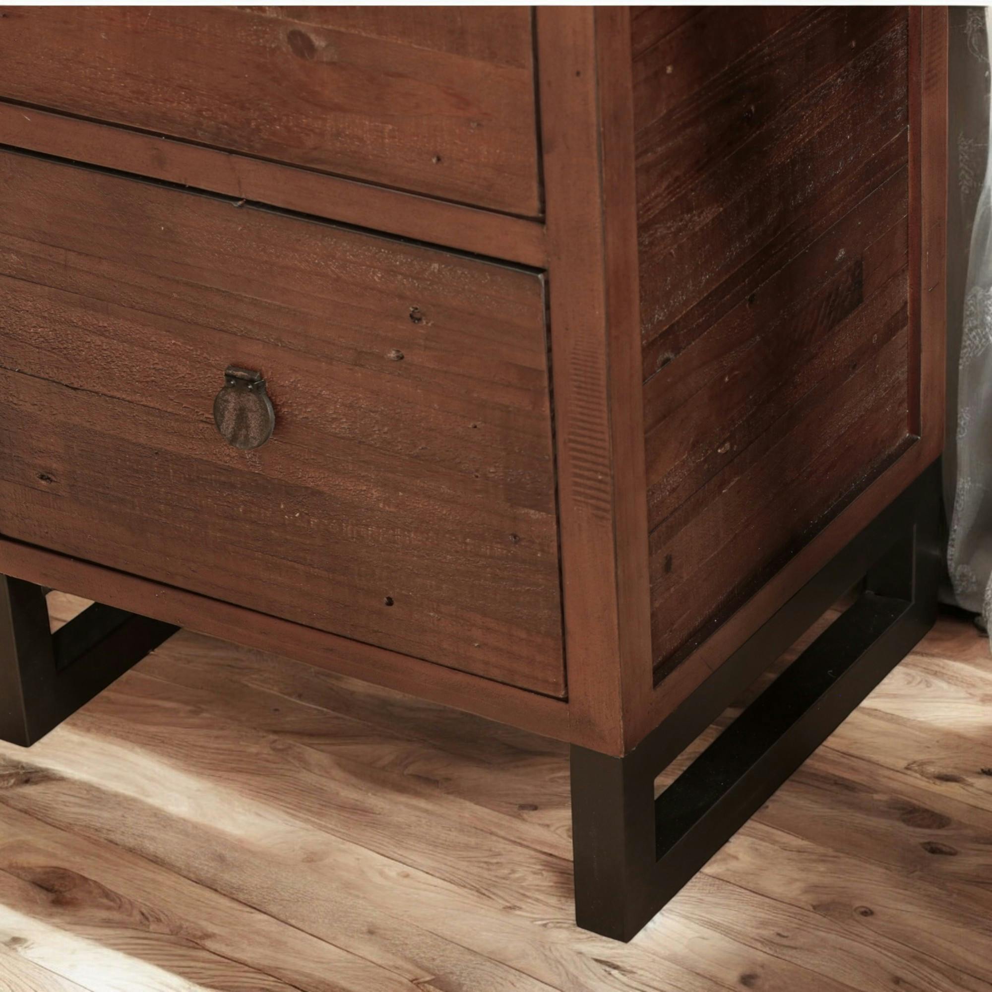 Caisson de bureau en bois brun recyclé 2 tiroirs SAMOA | Caissons de ...