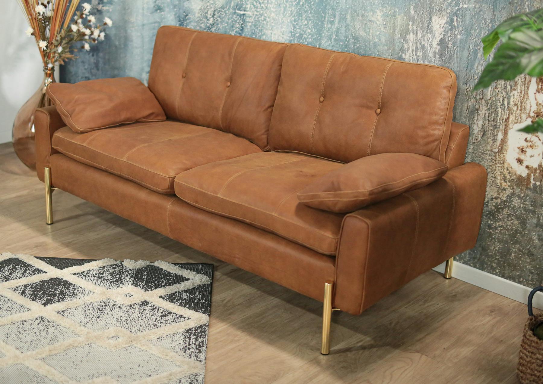 Canapé 2 places en cuir camel GLASGOW | Canapés | Pier Import