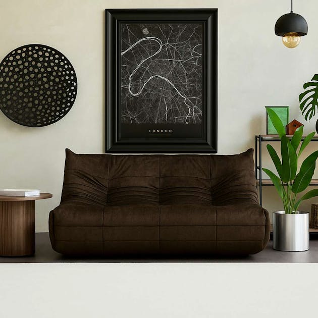 Canapé 2 places marron en tissu plissé 145 cm ARVEN | Canapés | Pier Import
