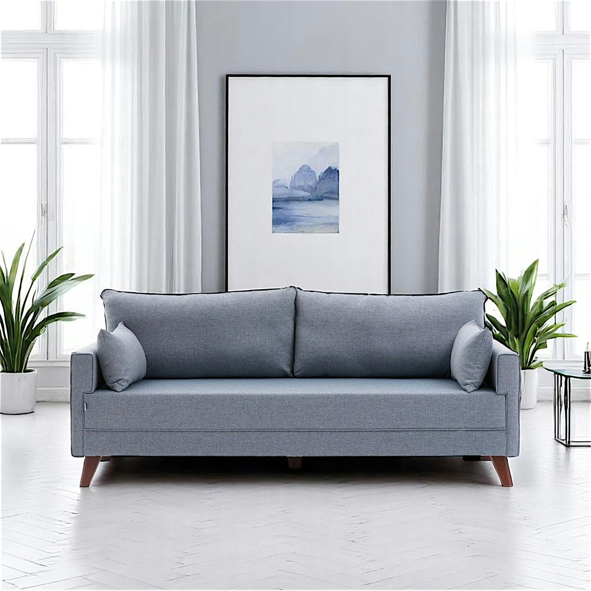 Canapé 3 places bleu gris - dos droit SPLIT | Canapés | Pier Import