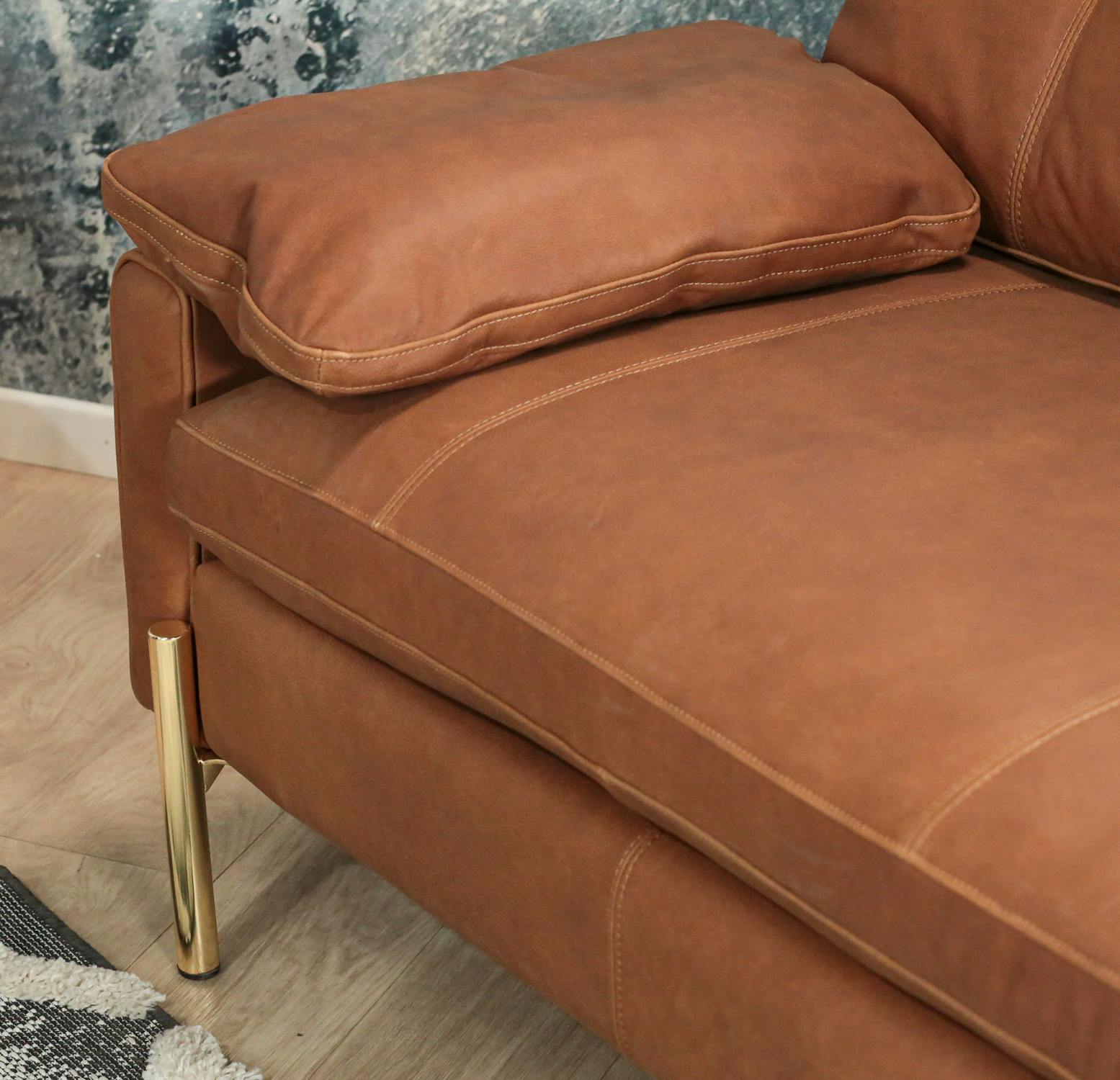 Canapé 3 places en cuir camel GLASGOW | Canapés | Pier Import