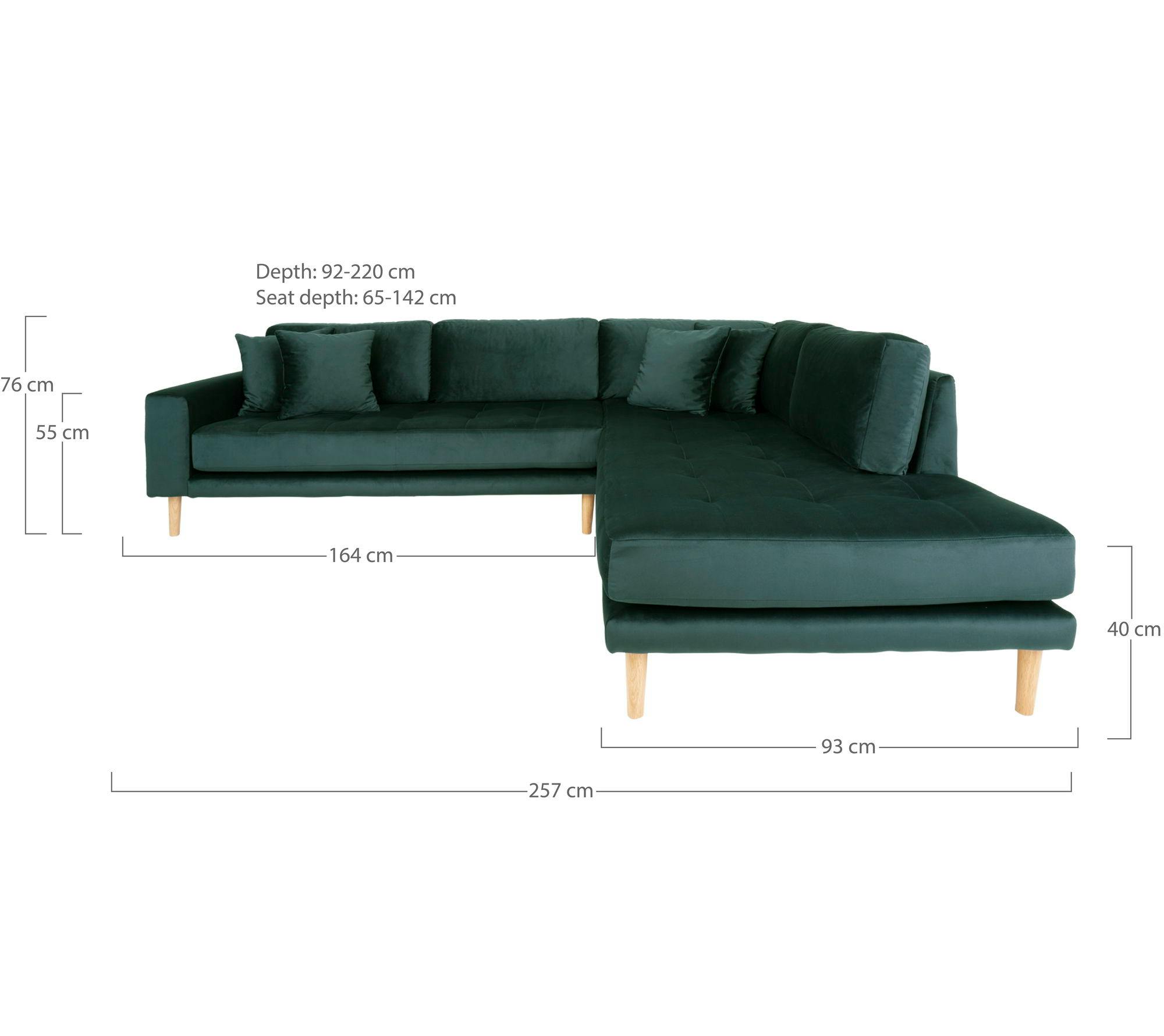 Canapé d'angle vert foncé - côté droit, 257 cm AMSTERDAM | Canapés ...