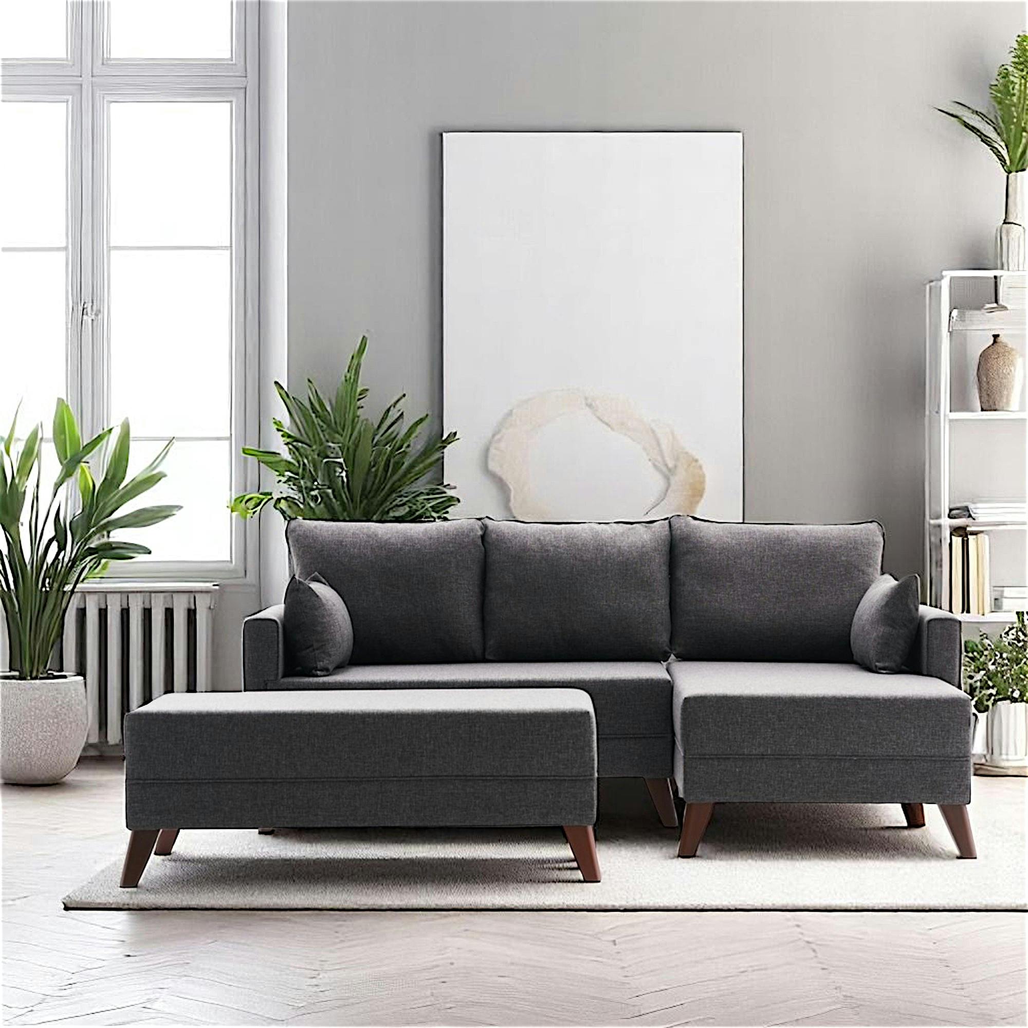 Canapé d'angle convertible anthracite - côté droit SPLIT | Canapés ...