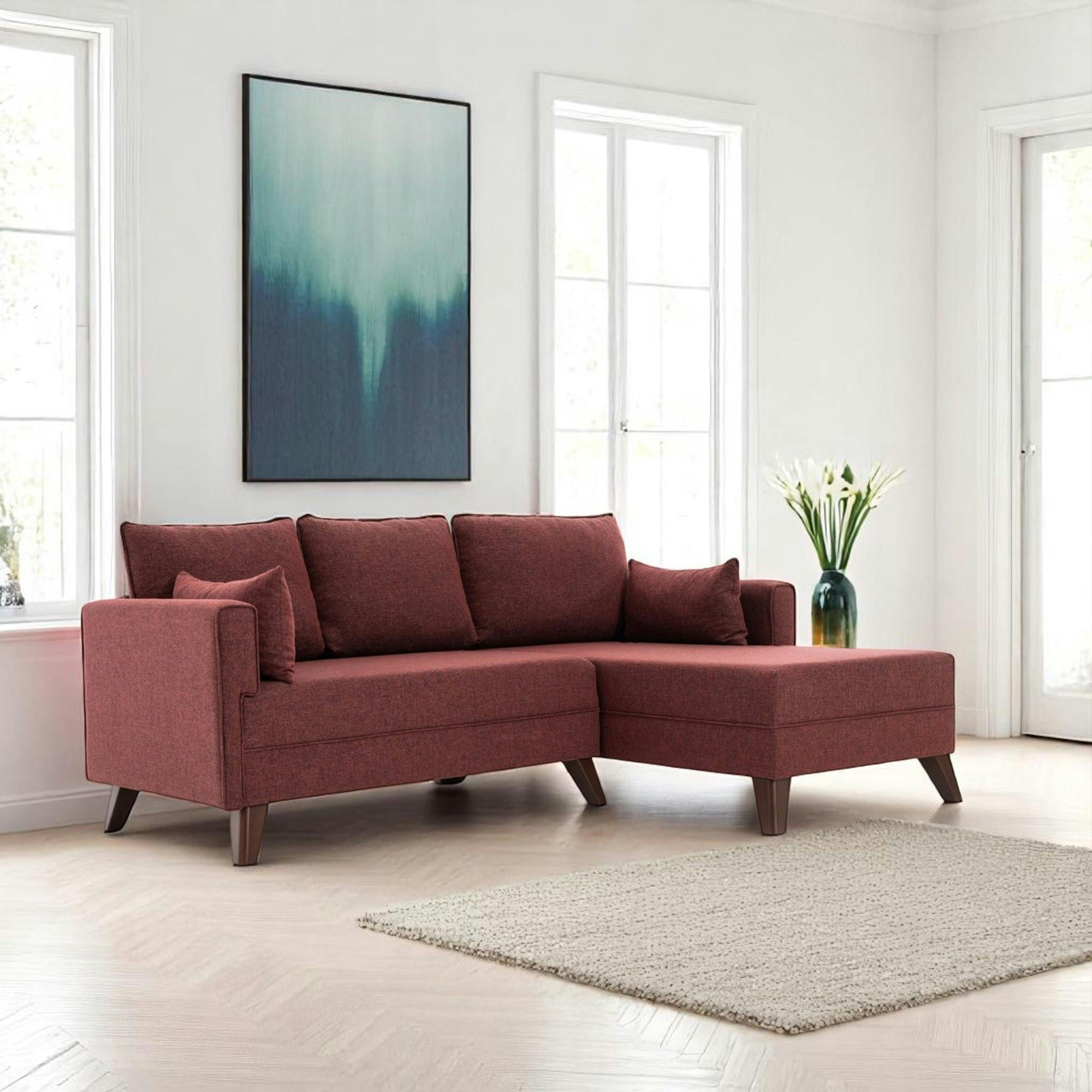 Canapé d’angle convertible rouge chiné - côté droit SPLIT | Canapés ...