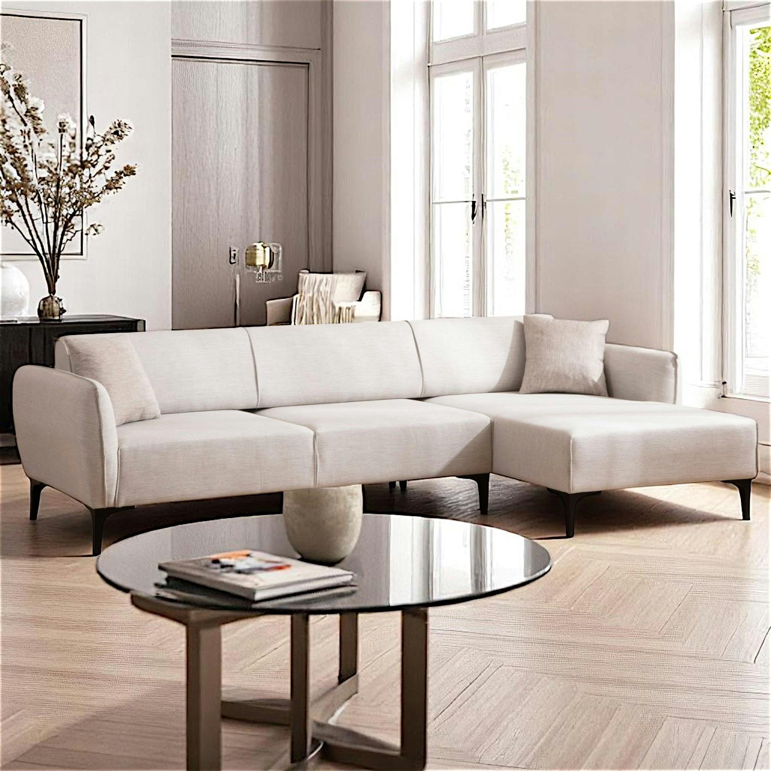 Canapé d'angle sable - couture déco, côté droit VILNIUS | Canapés ...