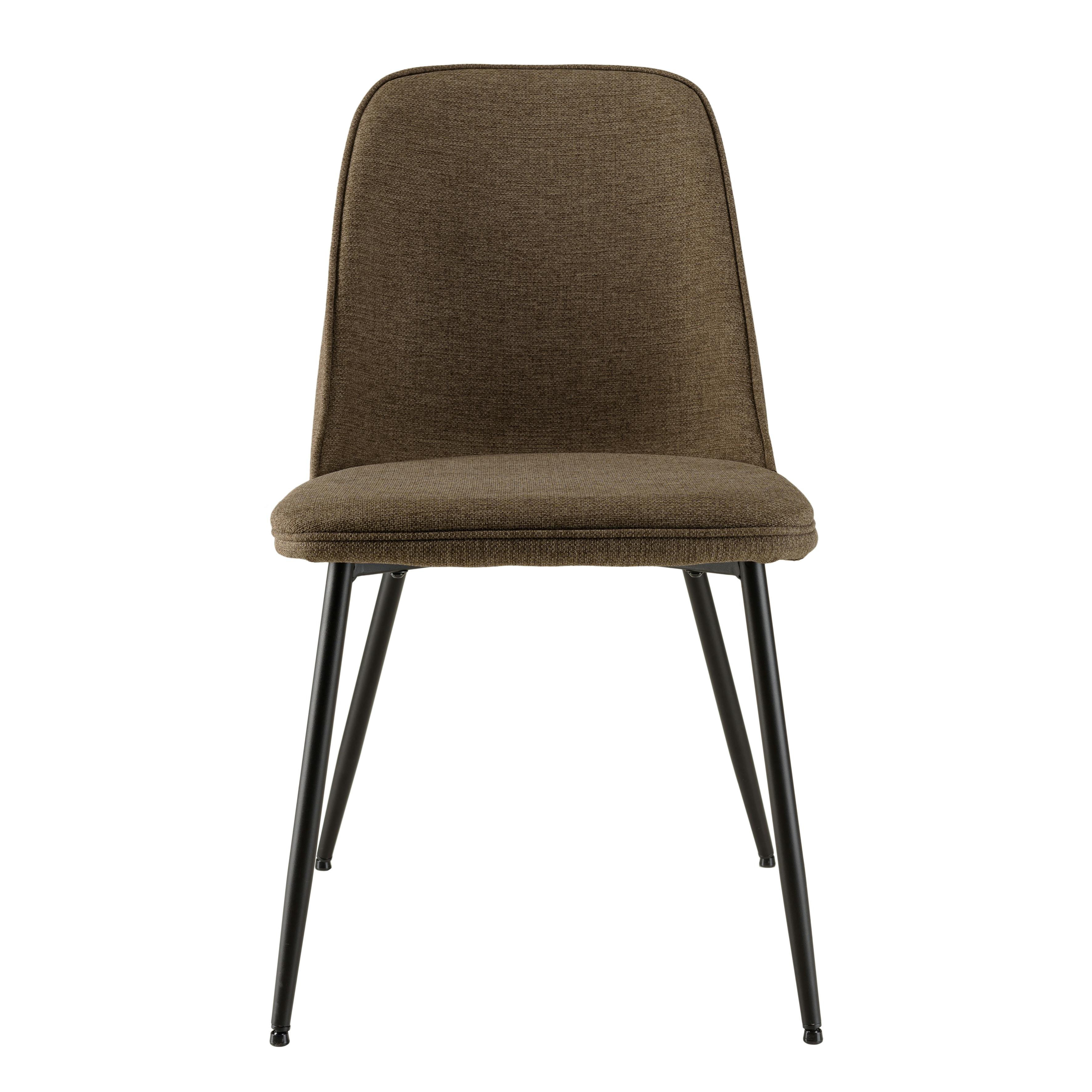Chaise contemporaine tissu marron dossier droit (lot de 2) TIM ...