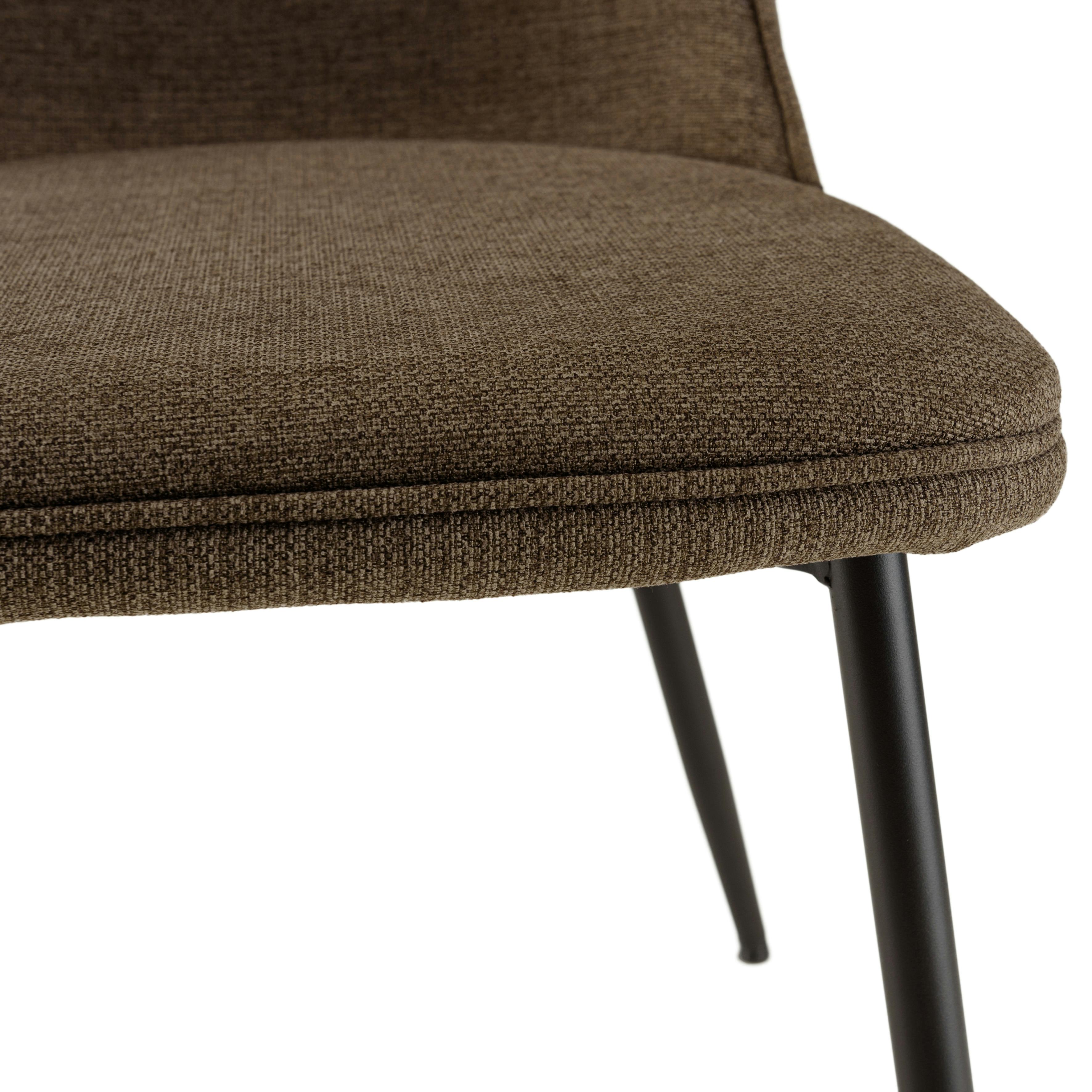 Chaise contemporaine tissu marron dossier droit (lot de 2) TIM ...