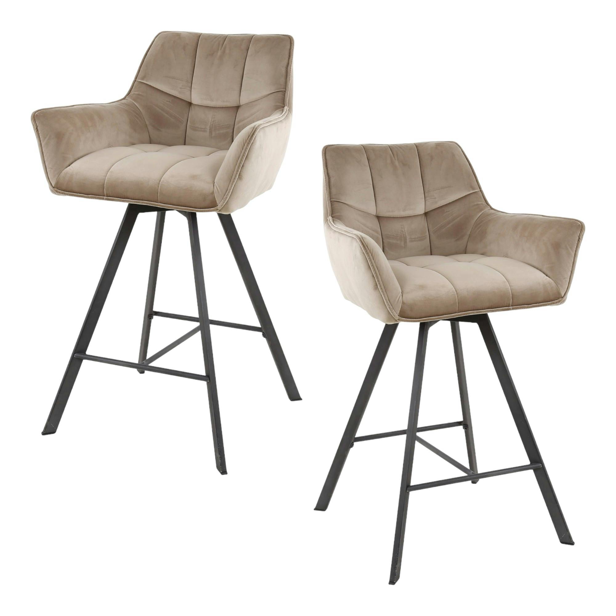 Chaise de bar confortable en velours cannelle avec fonction pivotante ...