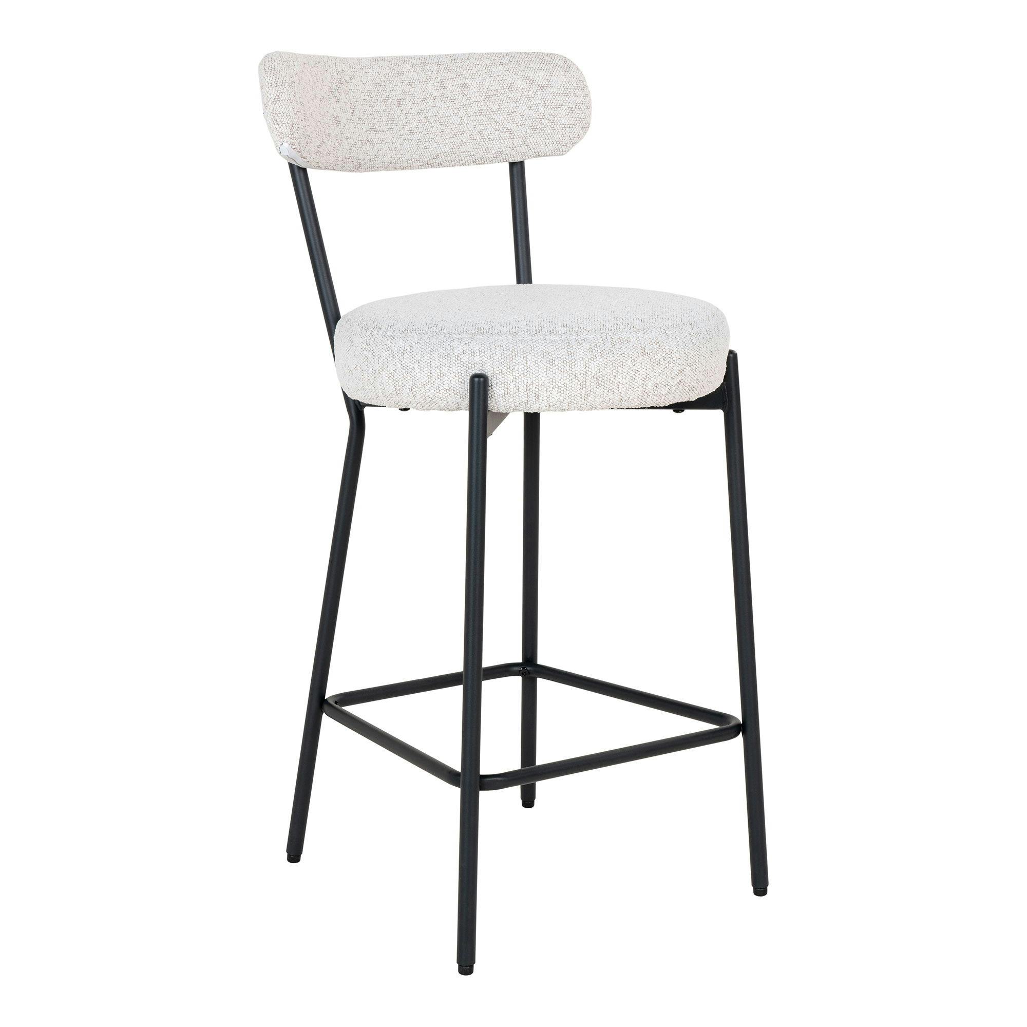 Chaise de bar moderne en tissu bouclette blanche (lot de 2) SAVONE ...