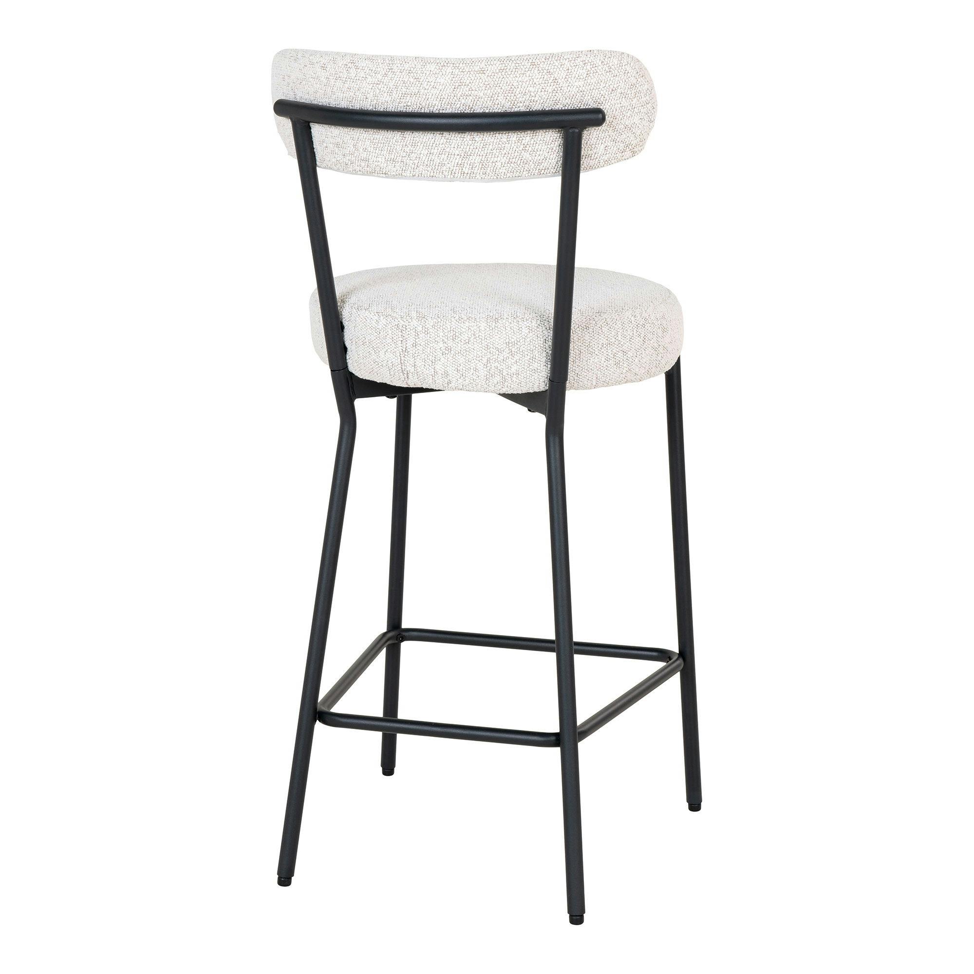 Chaise de bar moderne en tissu bouclette blanche (lot de 2) SAVONE ...