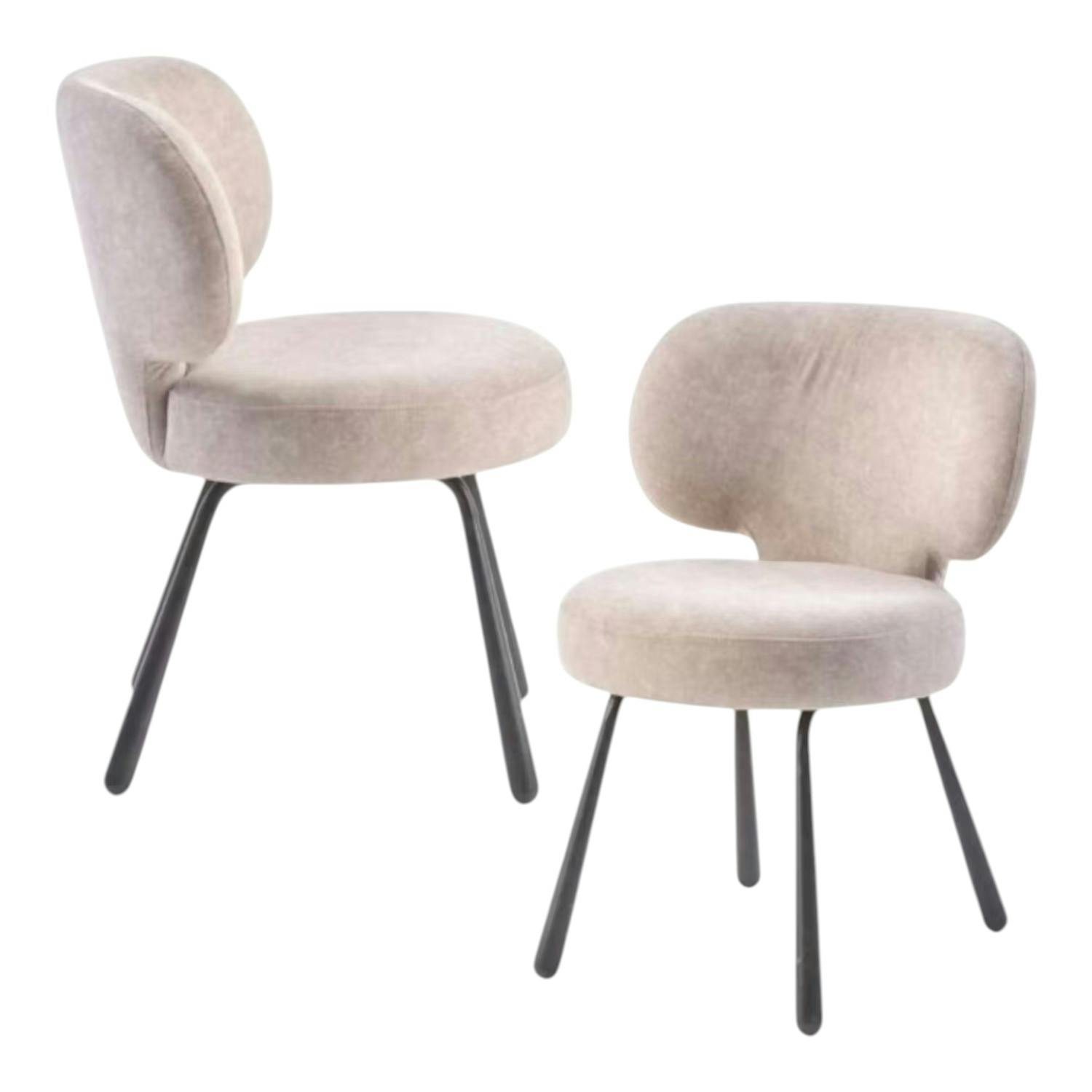 Chaise de salle à manger taupe, assise ronde (lot de 2) LIGURIE ...