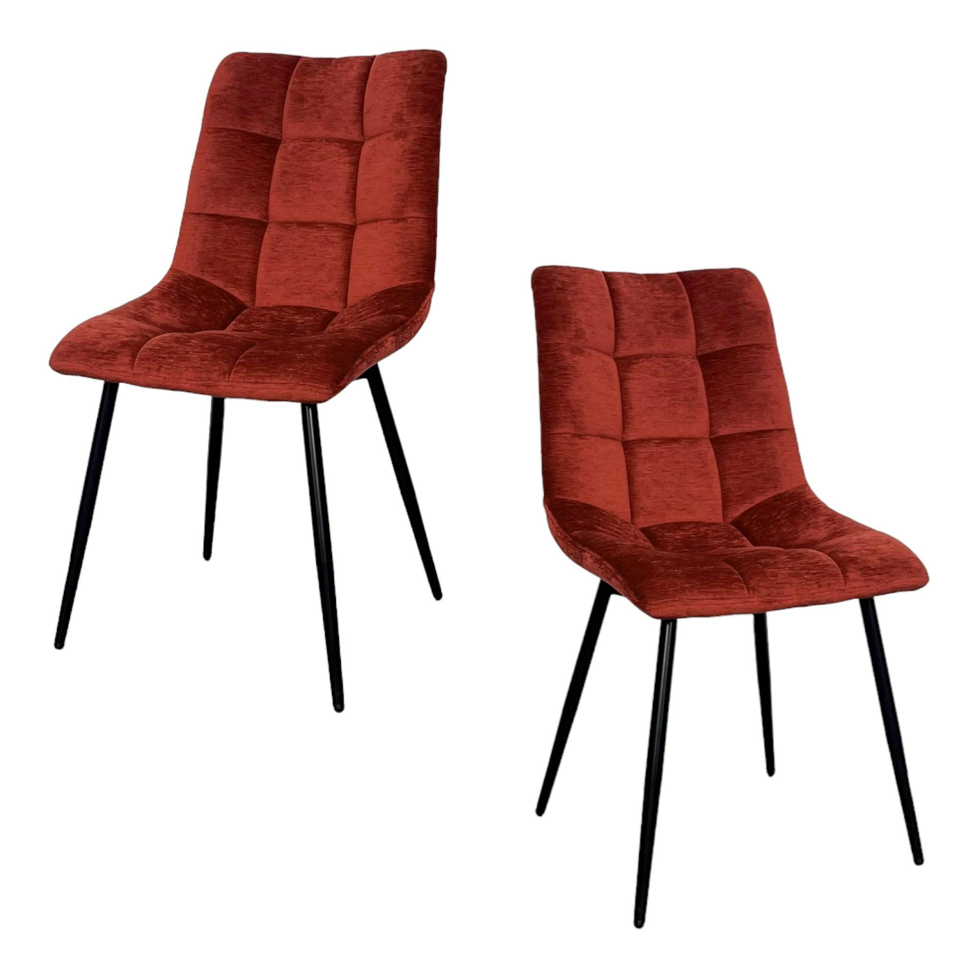 Chaise en velours rouge motif damier (lot de 2) PALERME | Chaises ...