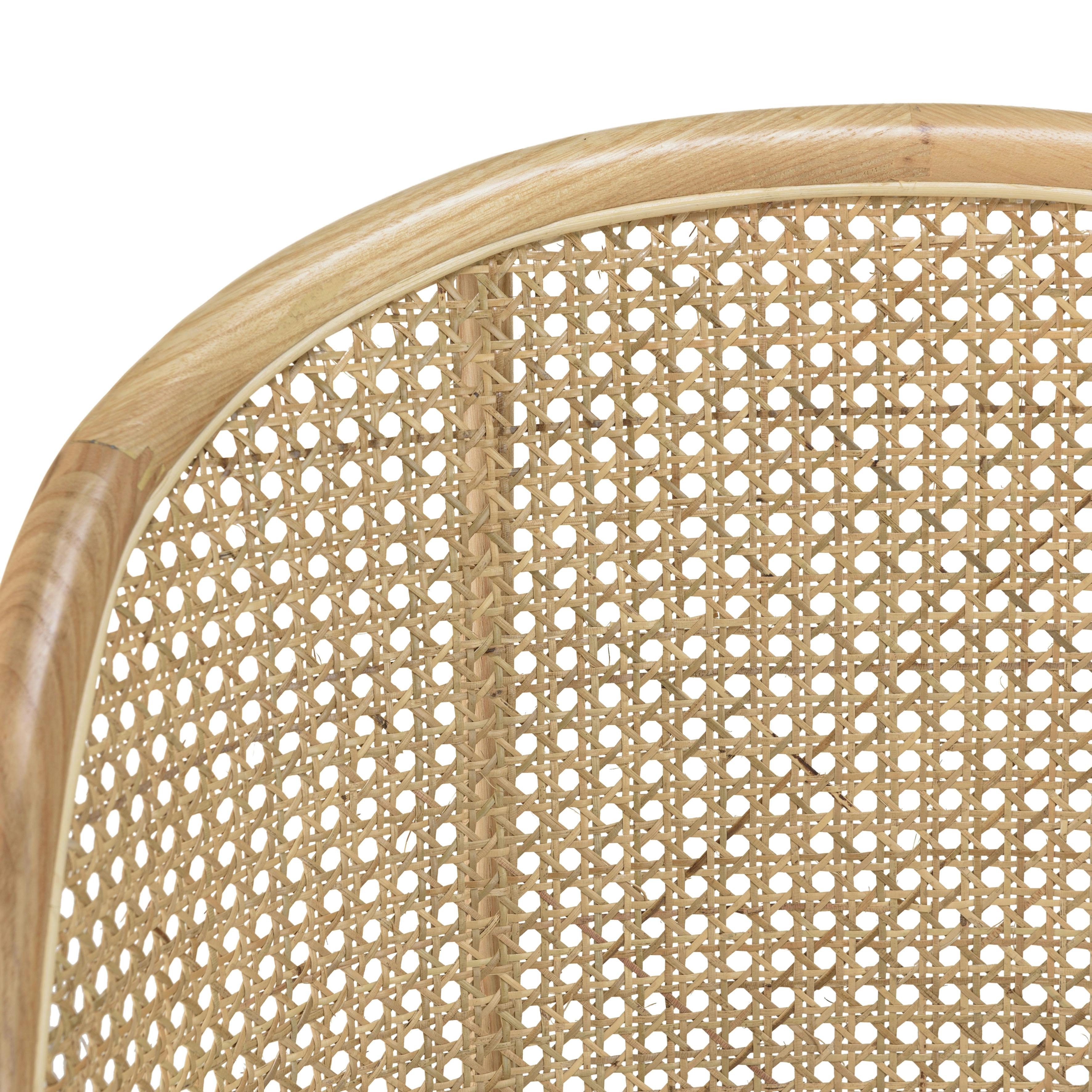 Chaise exotique dossier rond cannage assise tissu blanc TIM | Chaises ...