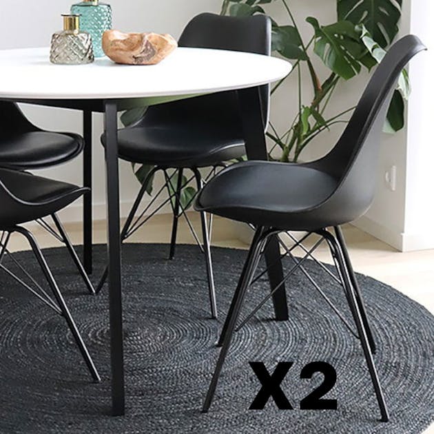 Chaise noire basique avec pieds métal (lot de 2) LOTA | Chaises | Pier ...