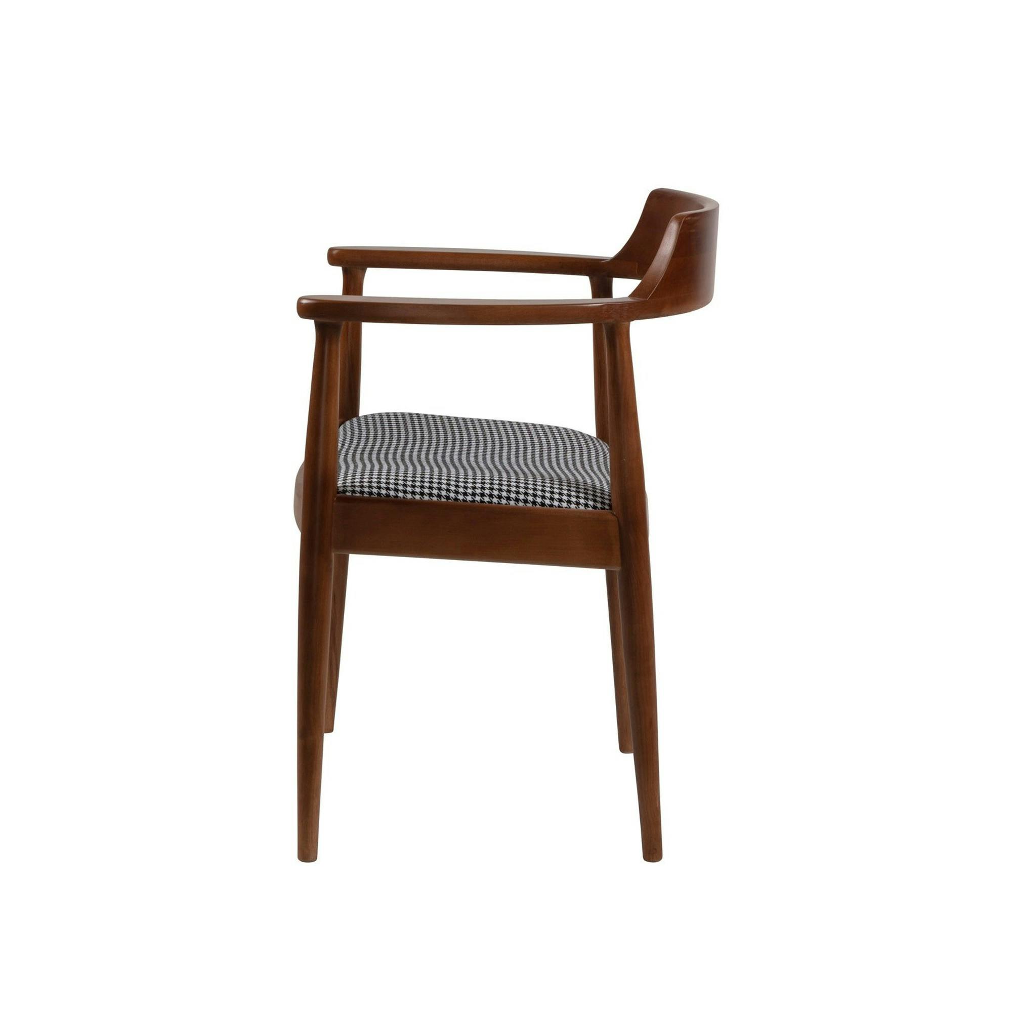 Chaise ronde avec accoudoirs - assise pied-de-poule TENA | Chaises ...