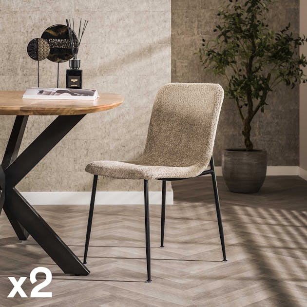 Chaise sable basique en bouclette (lot de 2) GALWAY | Chaises | Pier Import